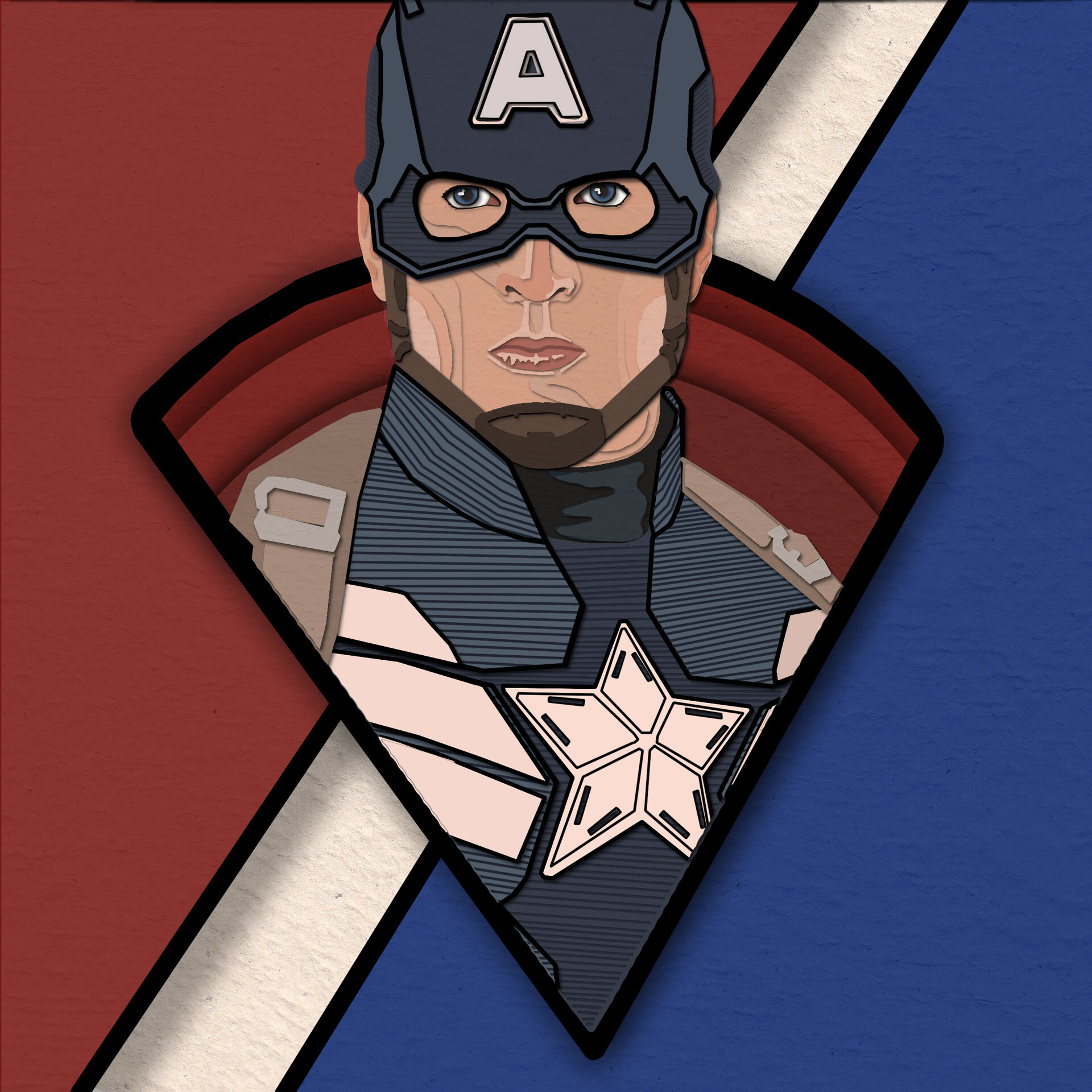 ArtStation - Captain America Cut-Paper Illustration Project