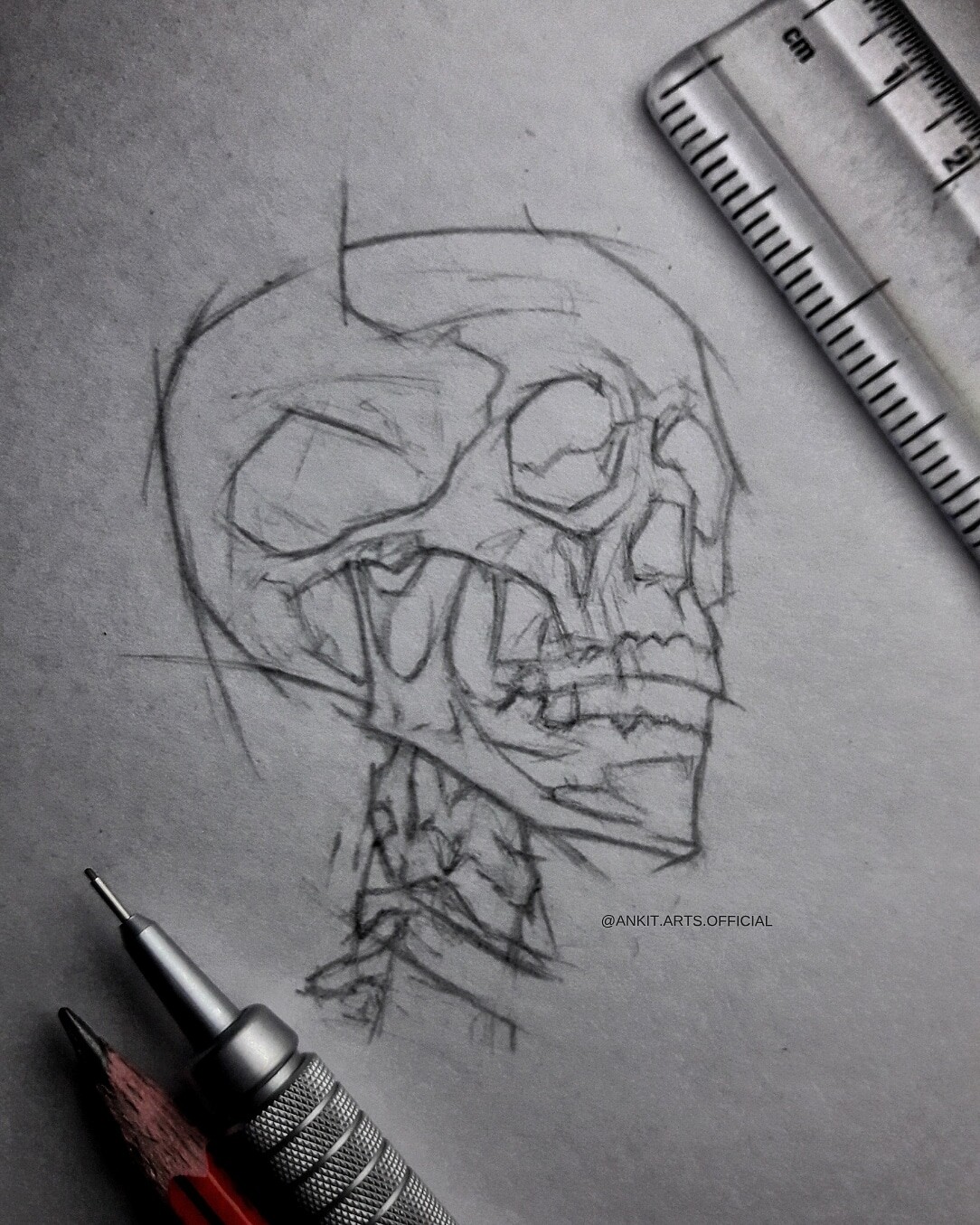 ArtStation - Skull Line Drawing - ankit.arts.official