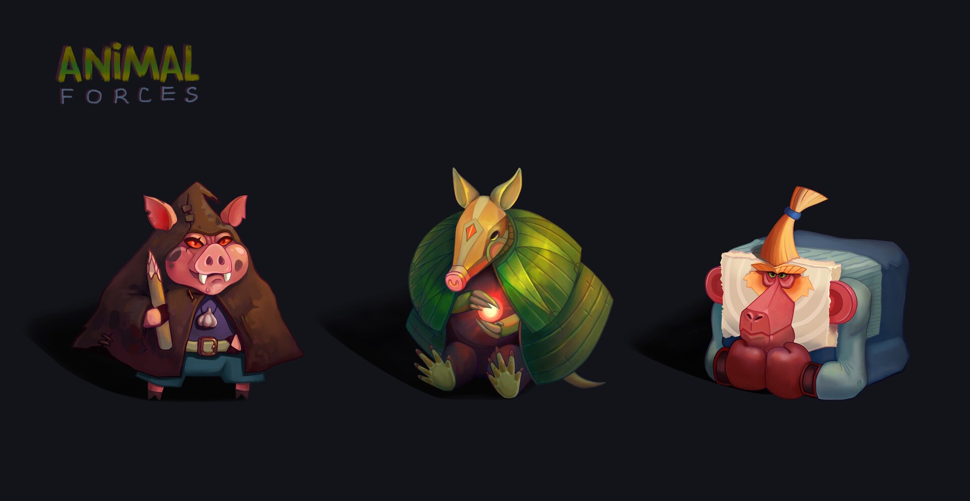 ArtStation - Animal Forces - Concept design of three animal characters