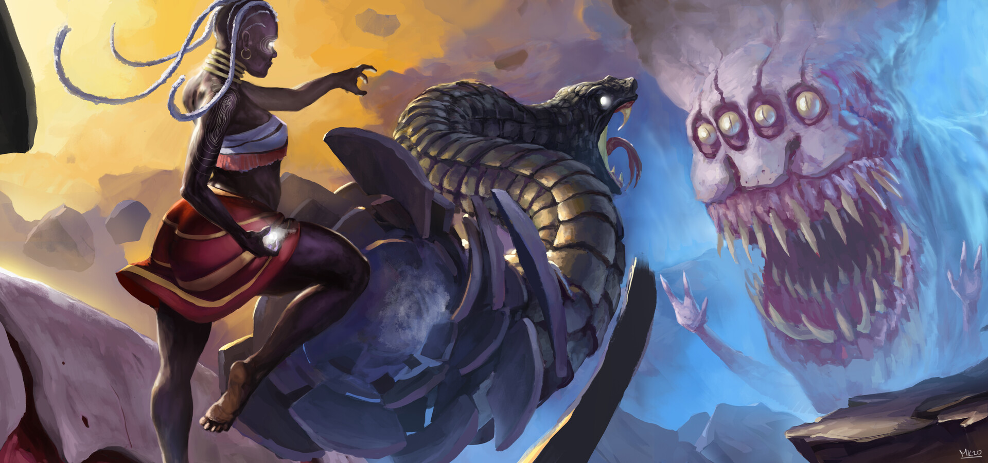 ArtStation - Witch, snake and not too scary monster