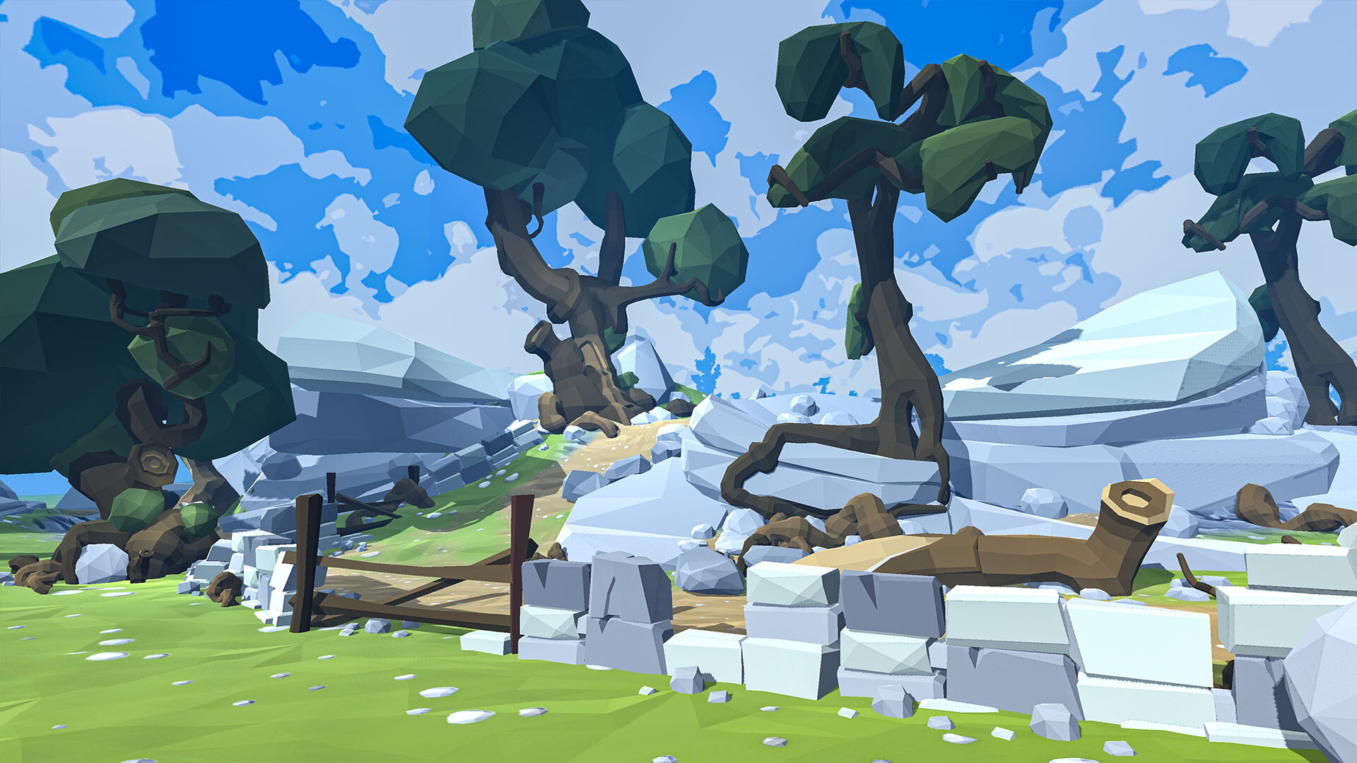 ArtStation - Low Poly Stylized Old Trees And Meadows