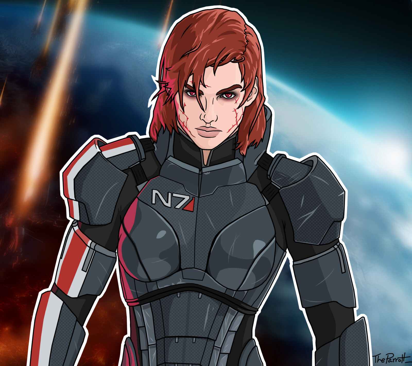 Parrott - Fem Shepard (Mass Effect) + Renegade version