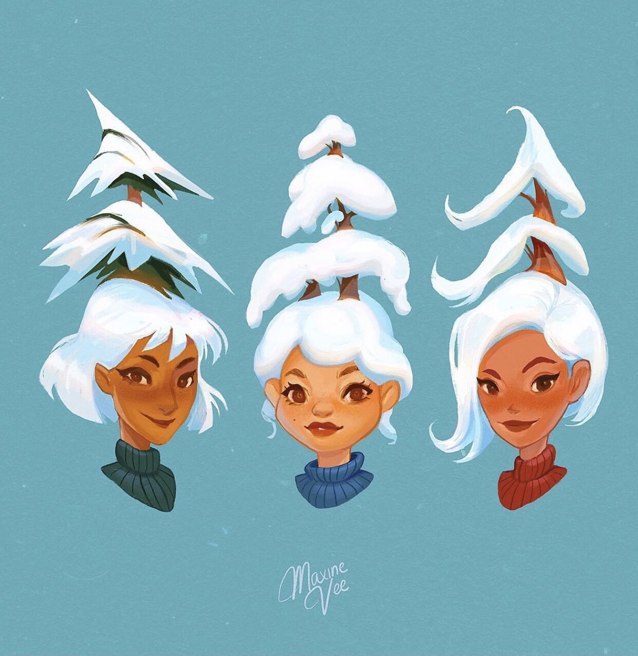 Winter Tree Girls by Maxine Vee : r/ImaginaryElementals