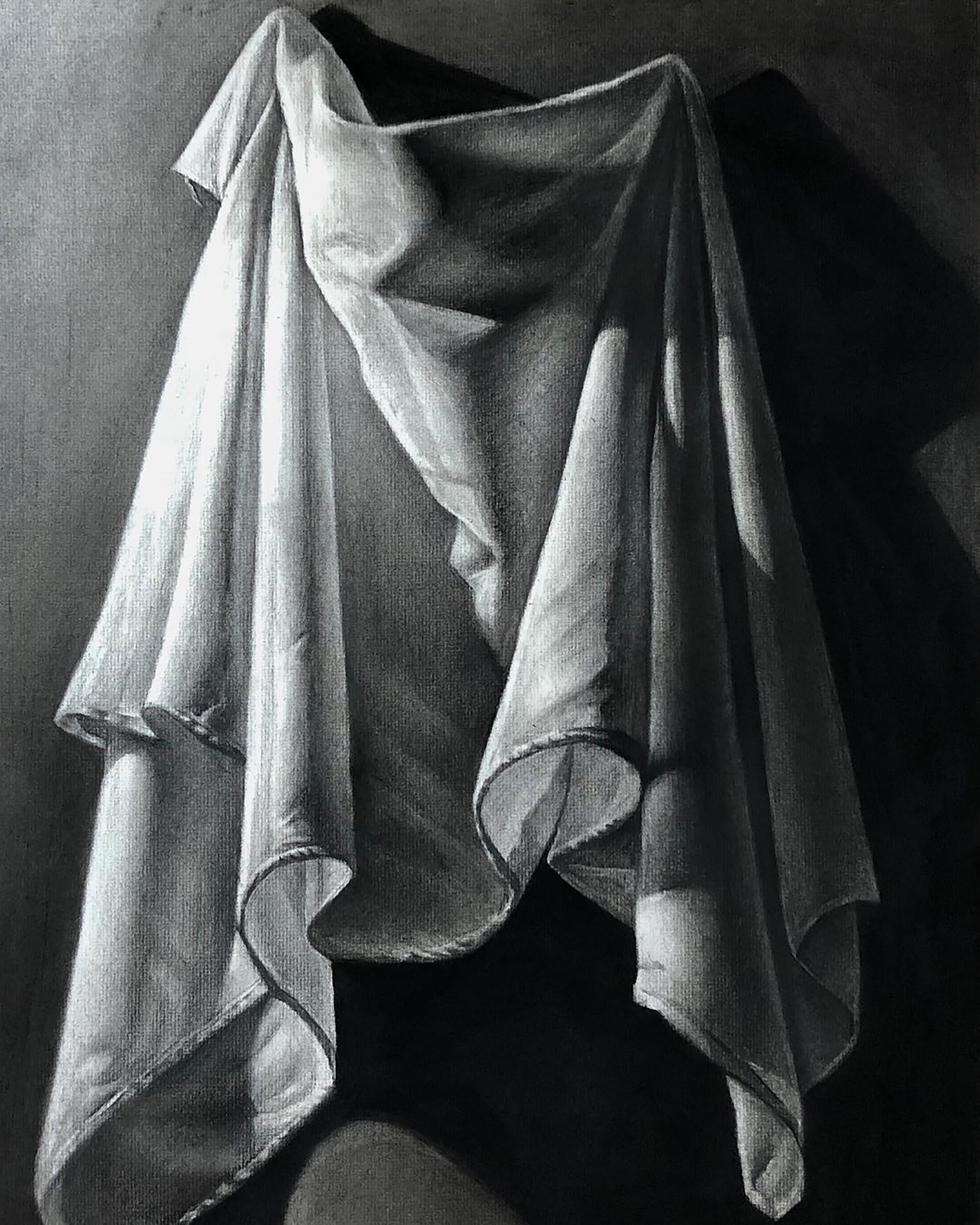 how to draw cloth with charcoal