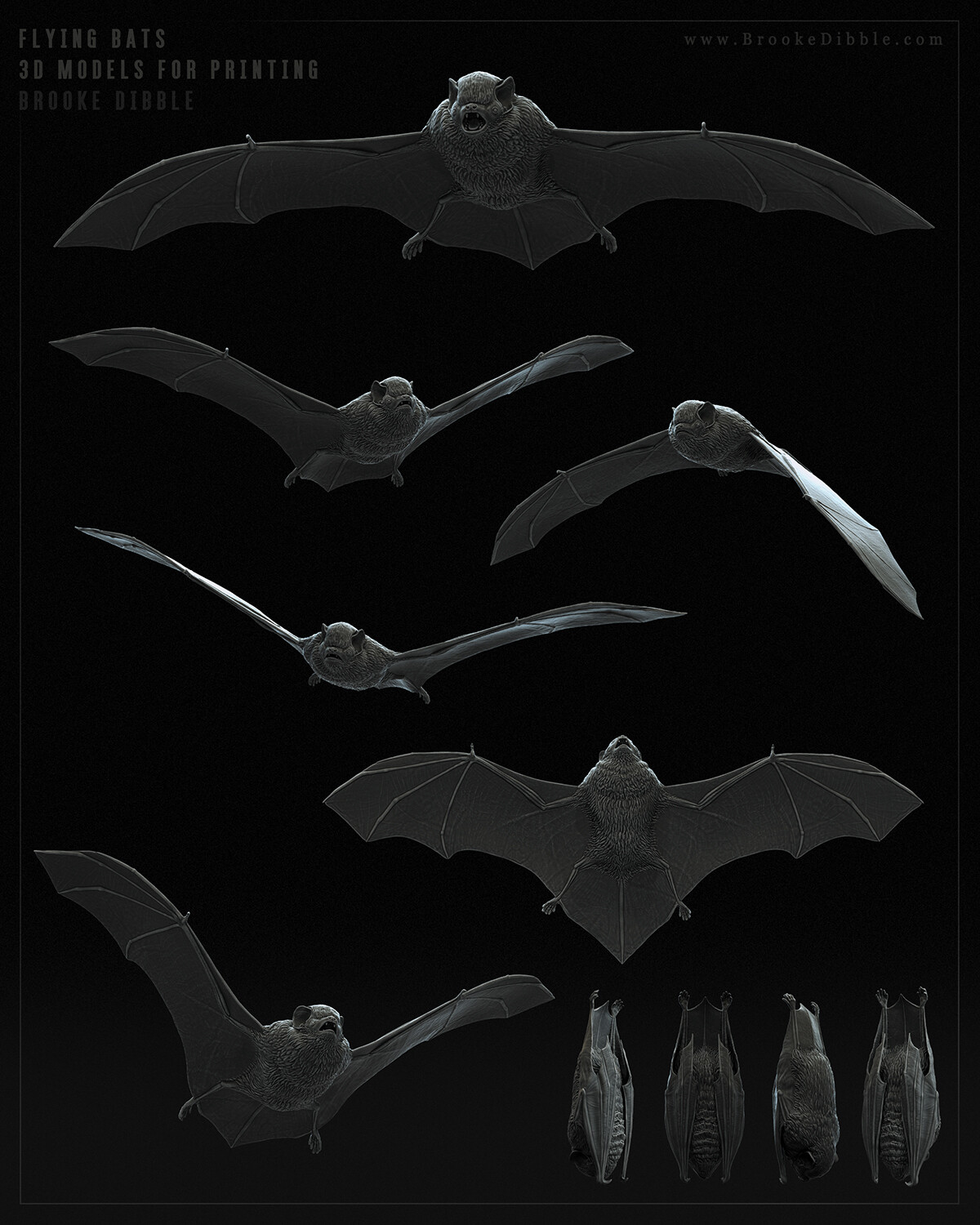 ArtStation - Flying Bats digital sculpts