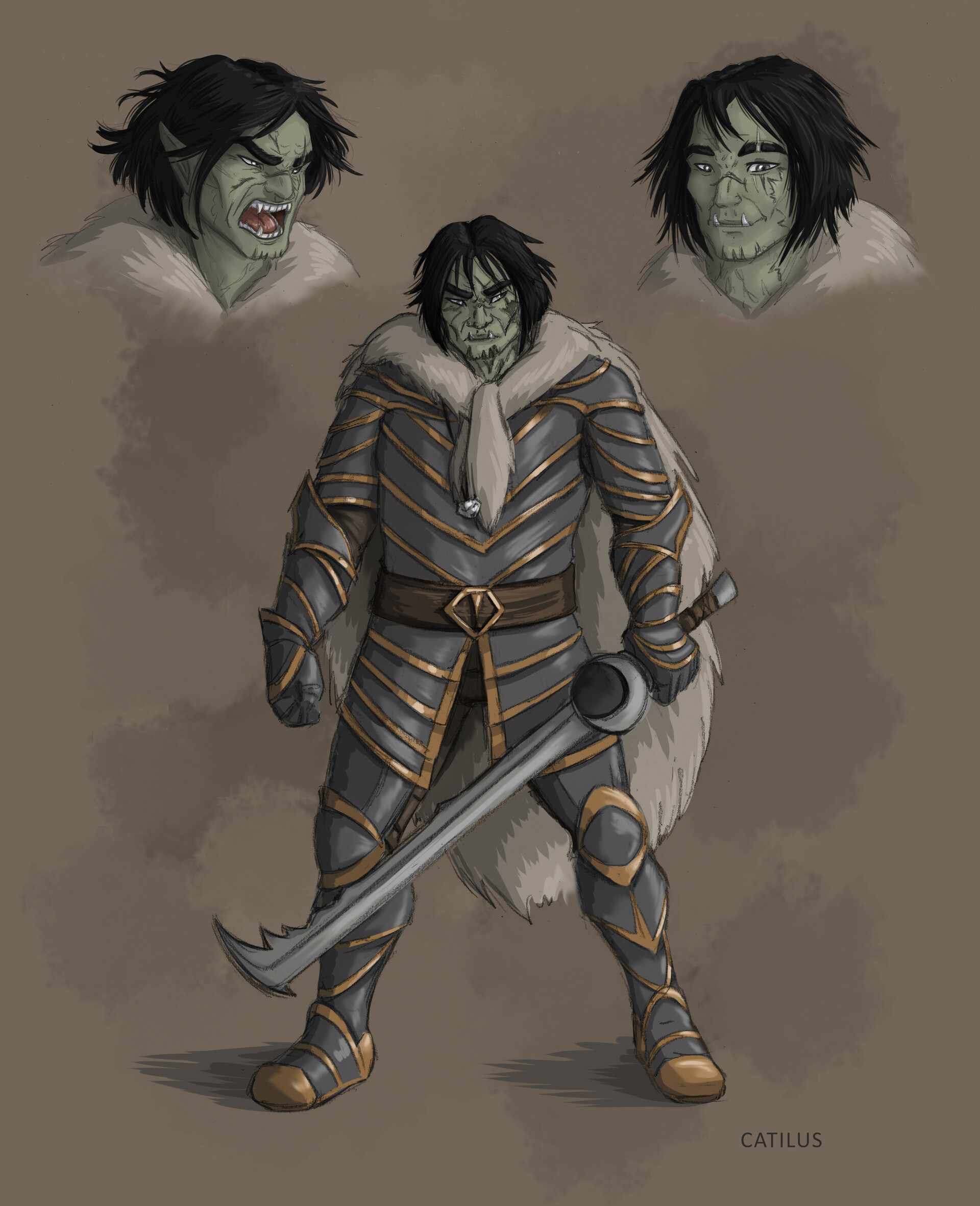 ArtStation - Krieg Morand, Half-Orc Psi Fighter, in Heavy Armor