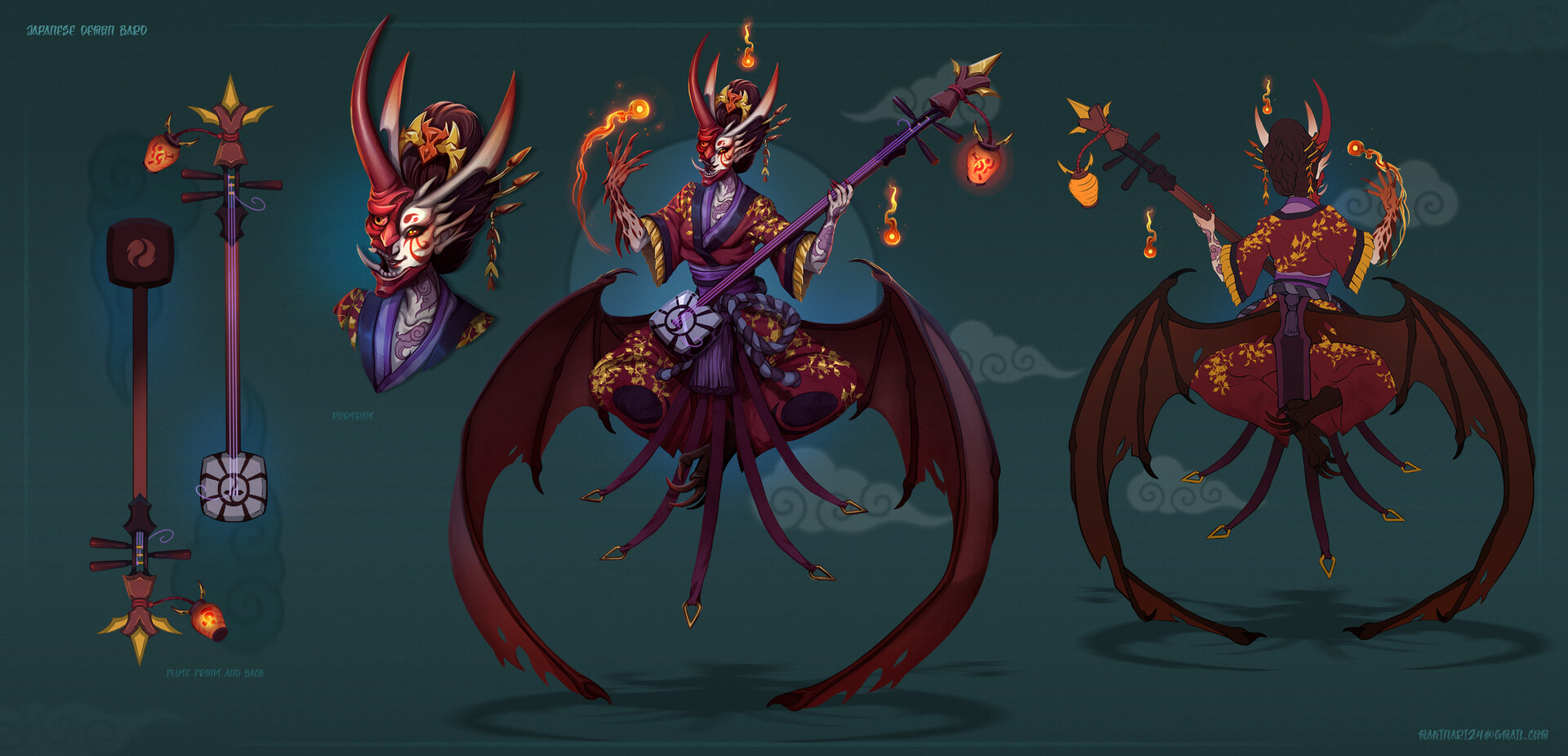 Mary Pronina (Makinari) - Japanese Demon Bard Character Design