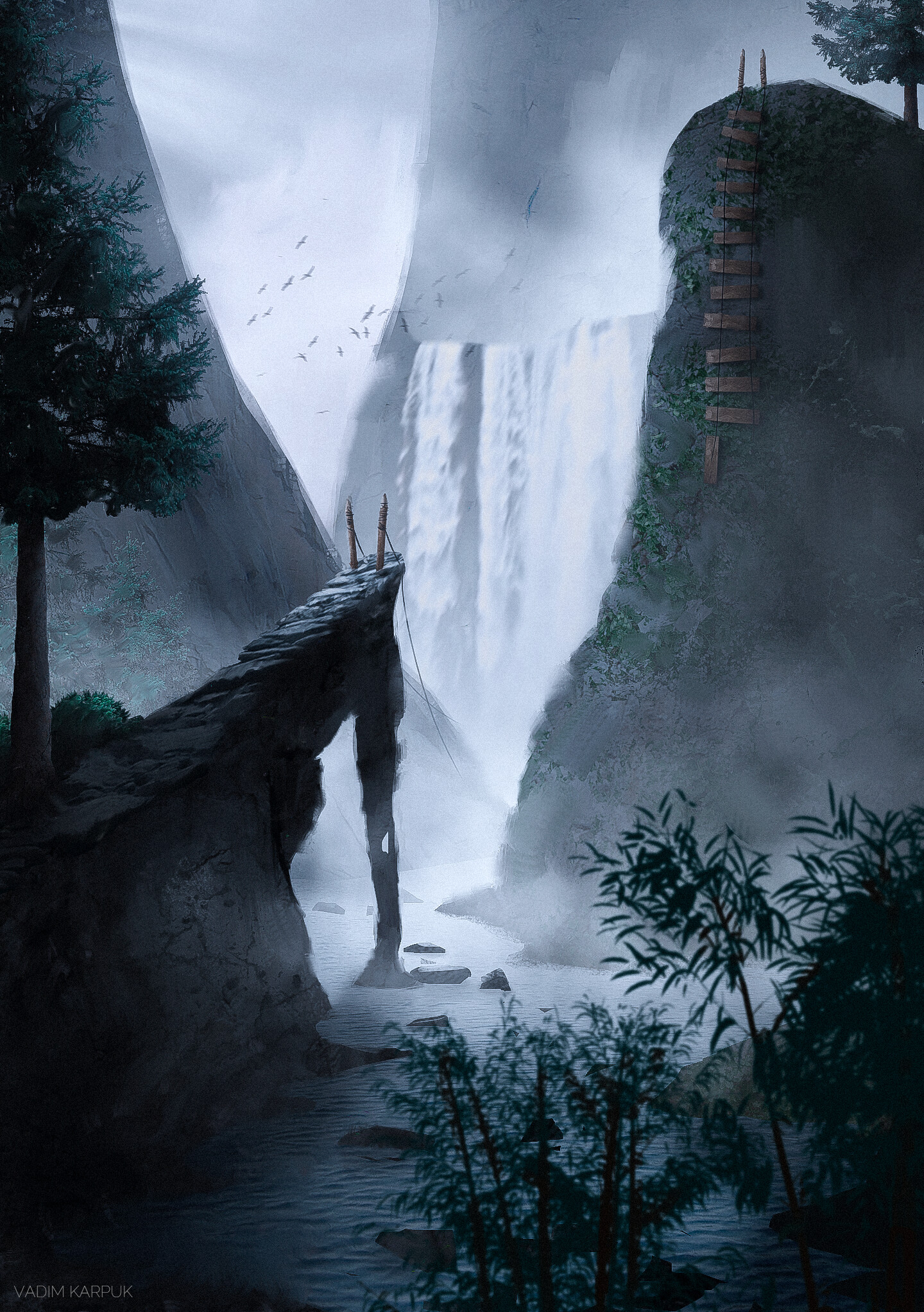 ArtStation - The valley of waterfalls
