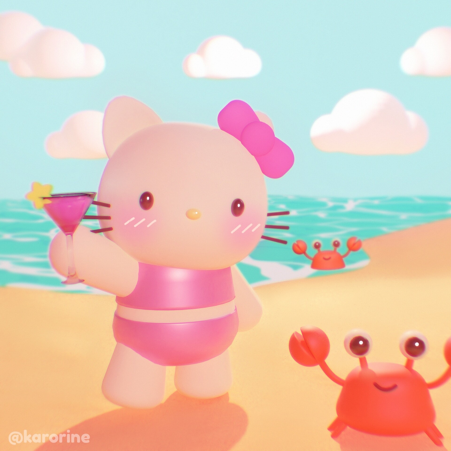 ArtStation - Hello Kitty at the beach 🌞