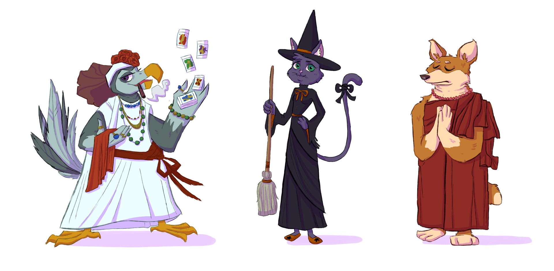 ArtStation - Santera Dodo, Witch Cat & Corgi Monk