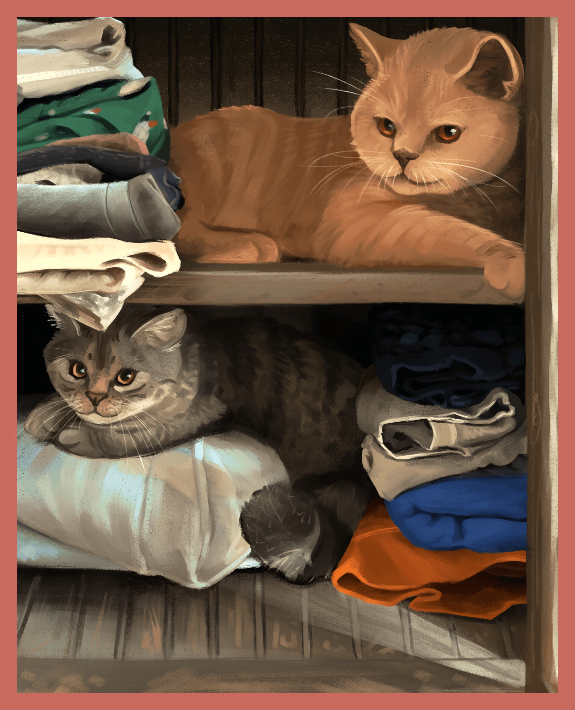 ArtStation - Chilling Closet Cats