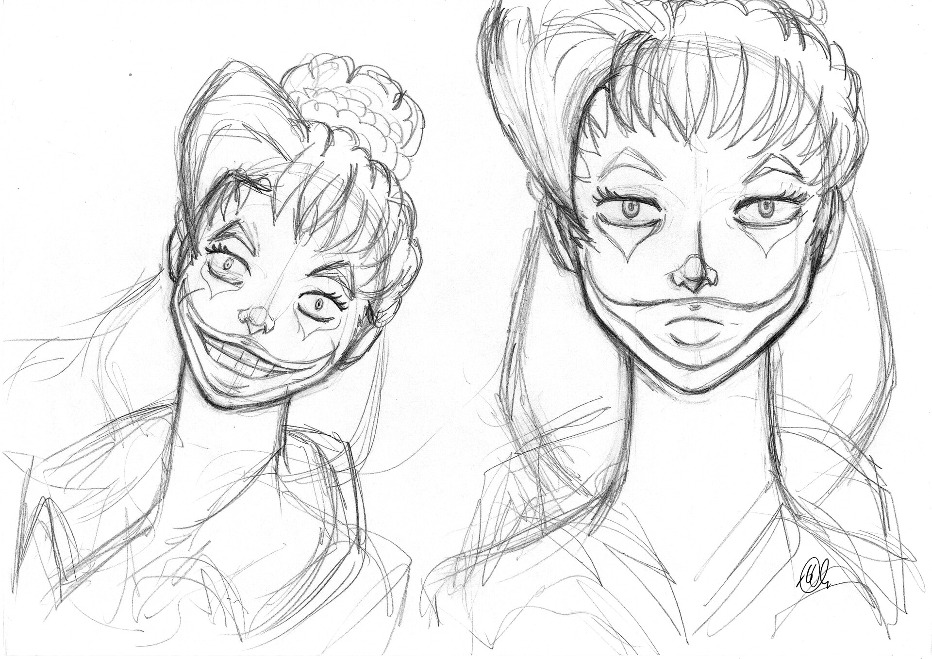 girl joker face drawing