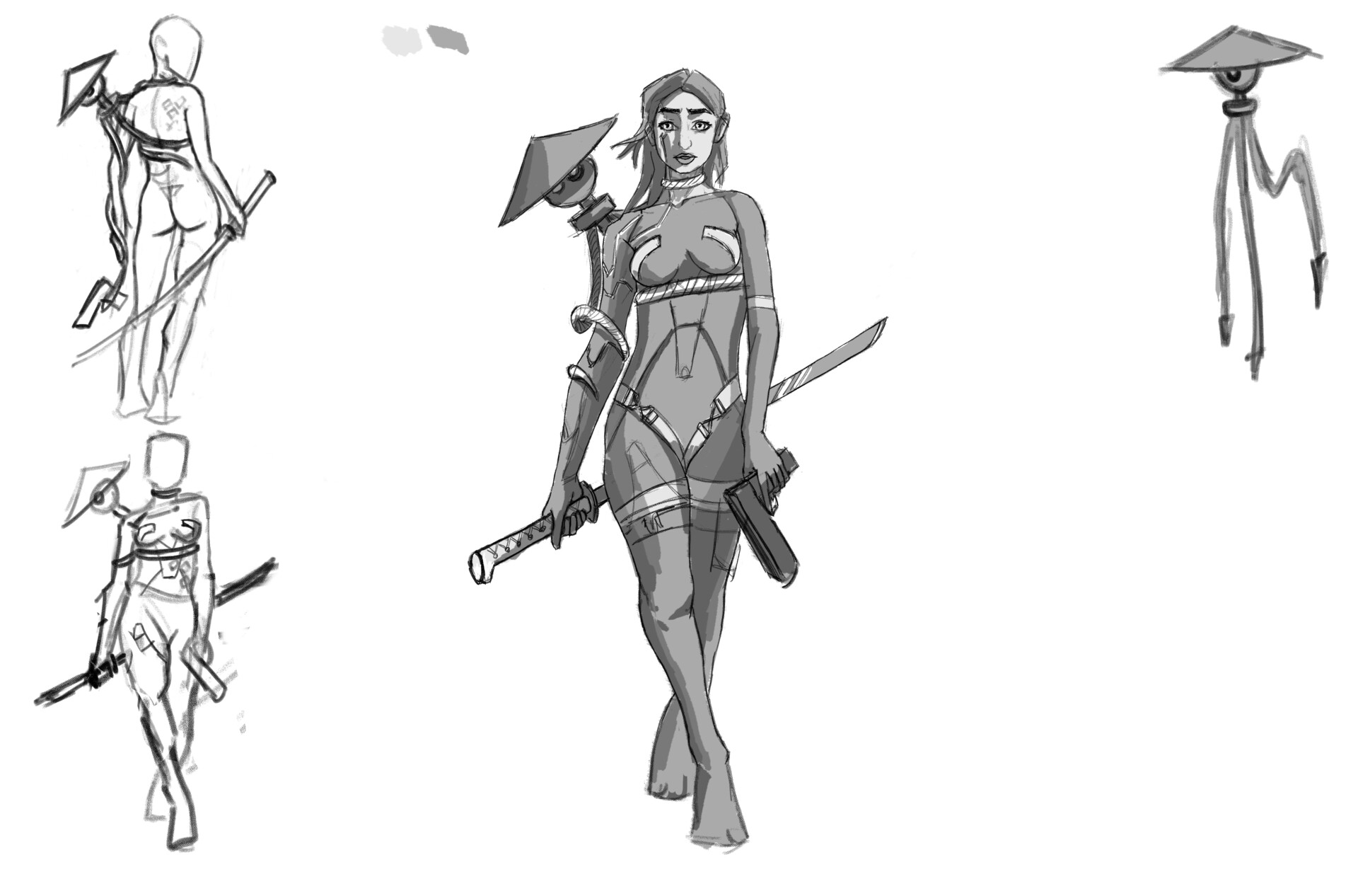 how to draw samurai poses