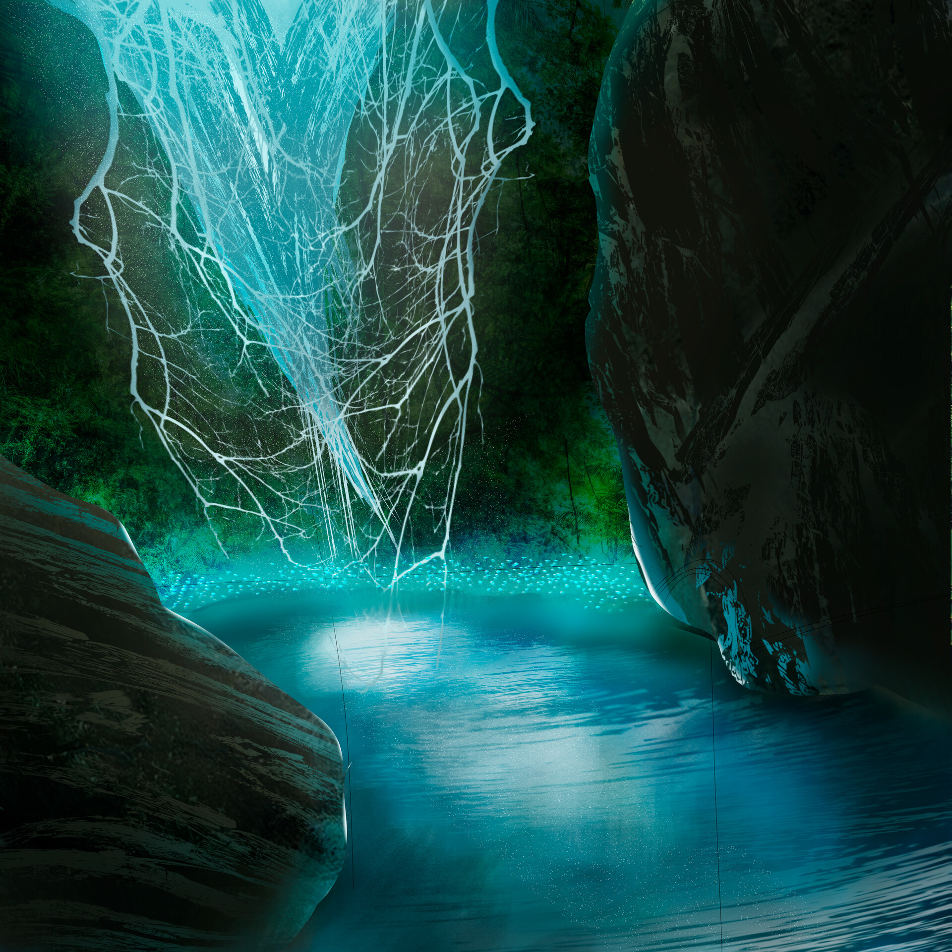 ArtStation - Fluorescent root in a cave