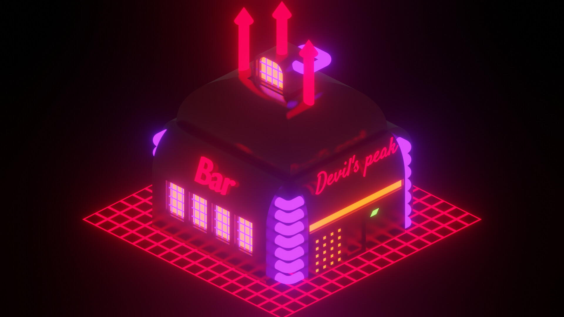 ArtStation - Cyberpunk bar "Devil's peak"