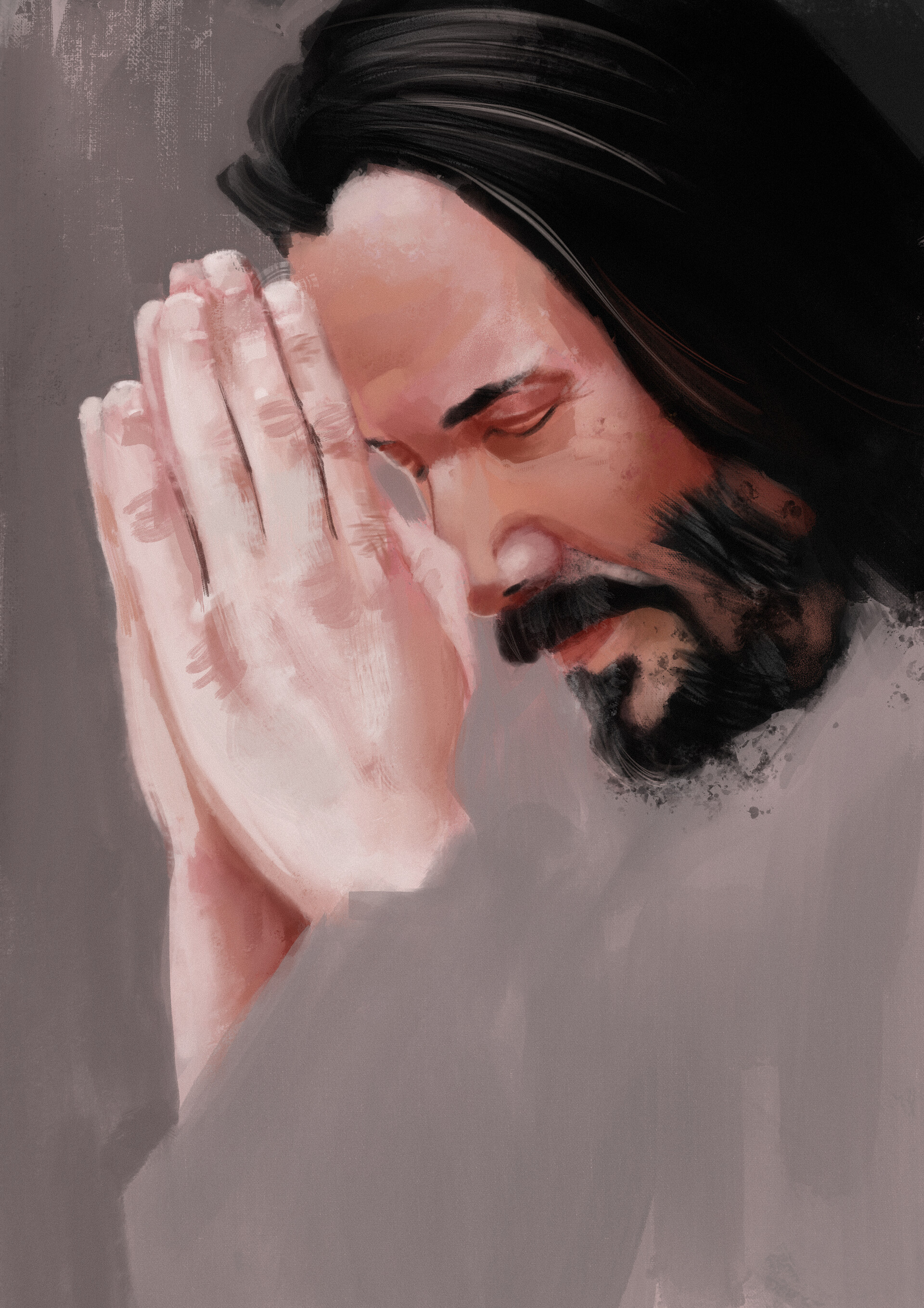 ArtStation - Keanu Reeves praying hands