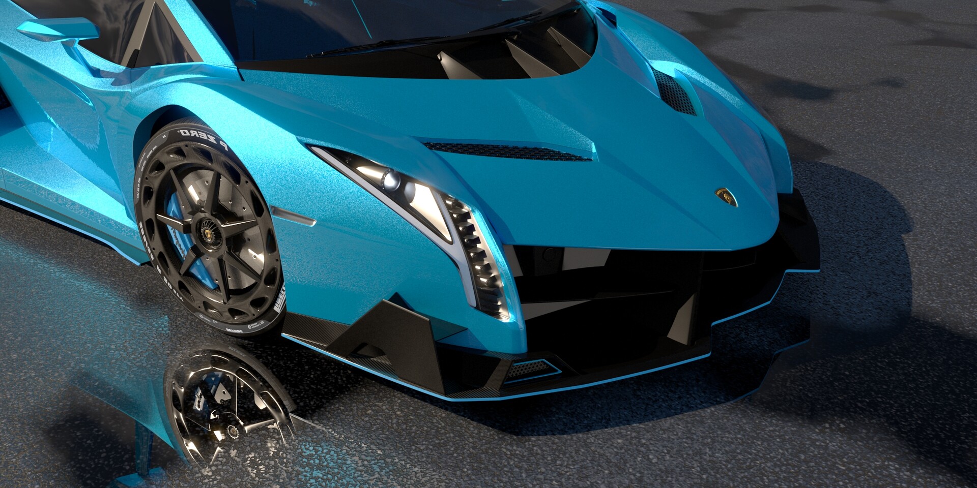 Lamborghini Veneno Roadster Blue Wallpaper
