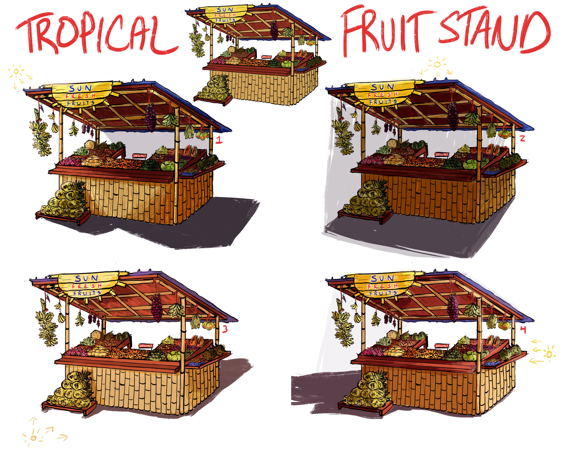 ArtStation - Tropical Fruit Stand Concept Art