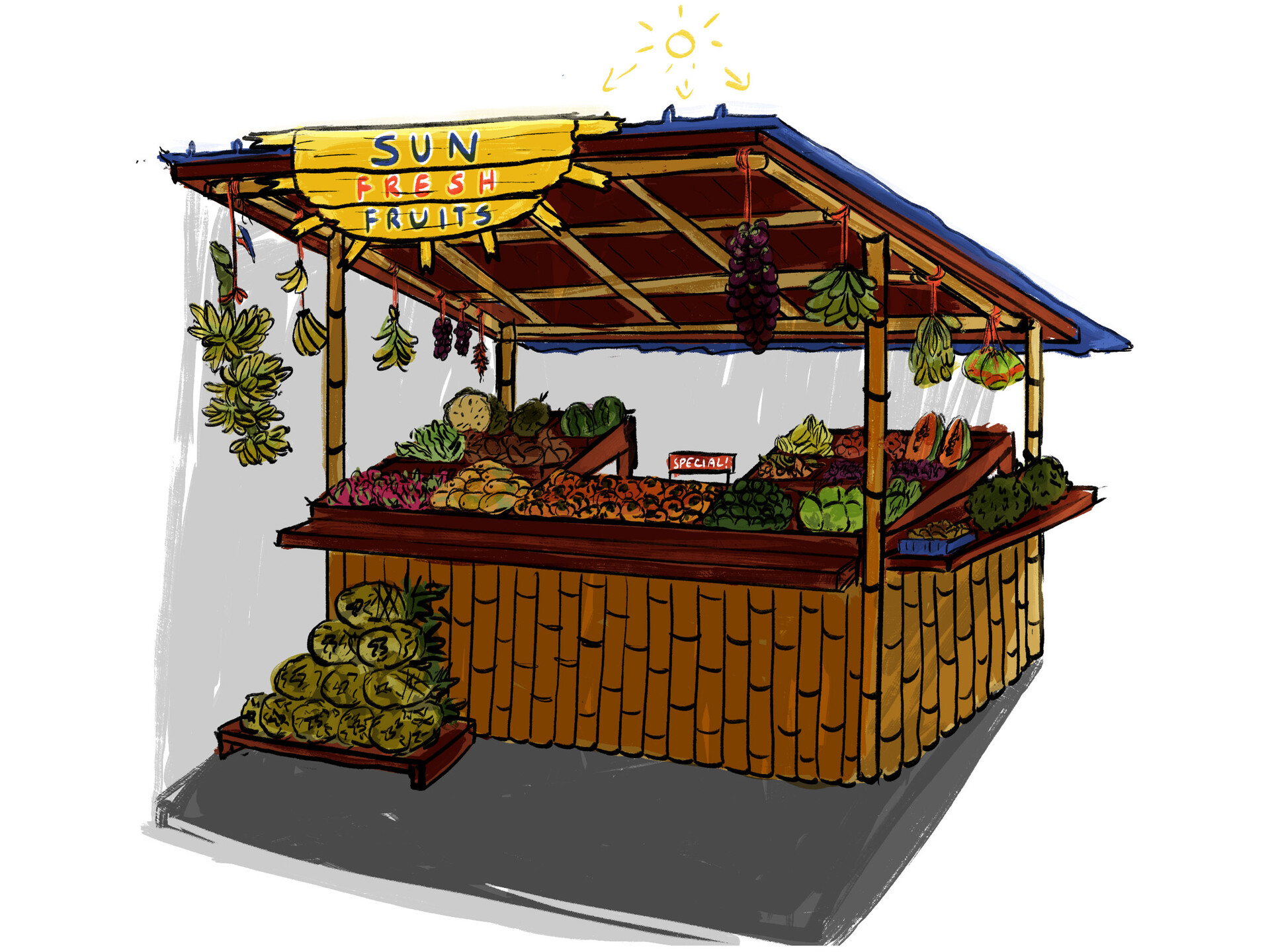 Jolie M - Tropical Fruit Stand Concept Art