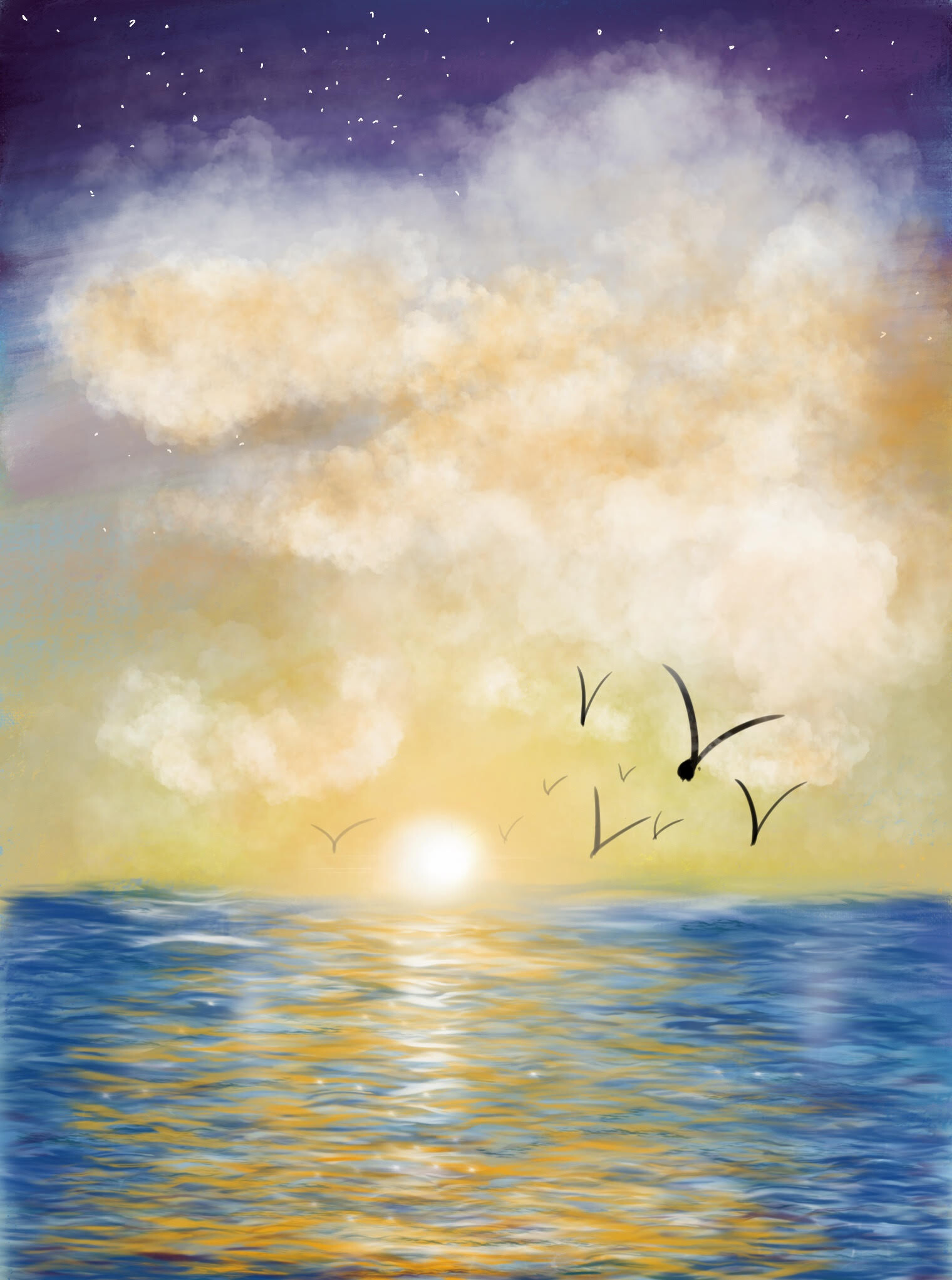 ArtStation - Sunset over sea Illustration