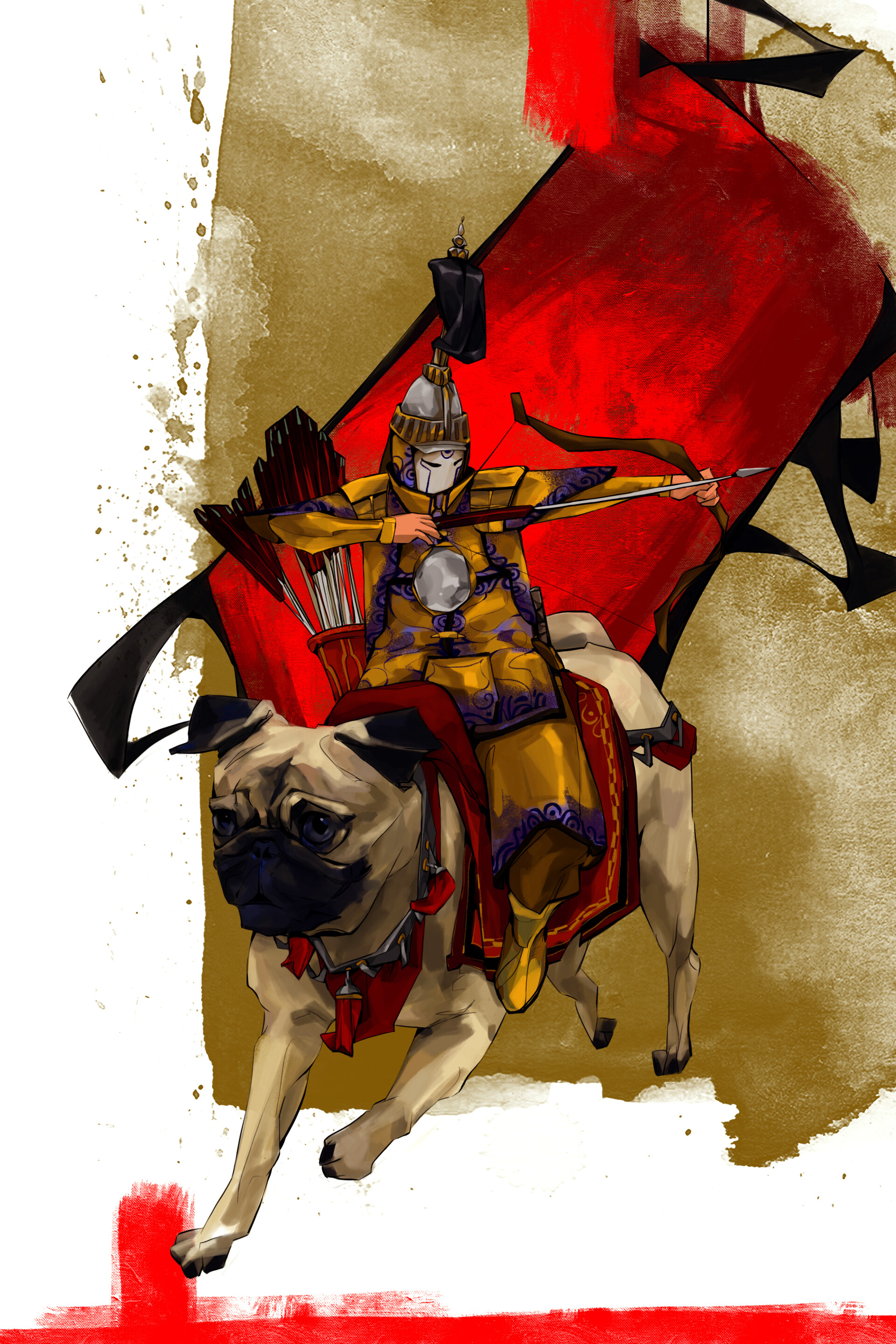 ArtStation - Golden chinese pug