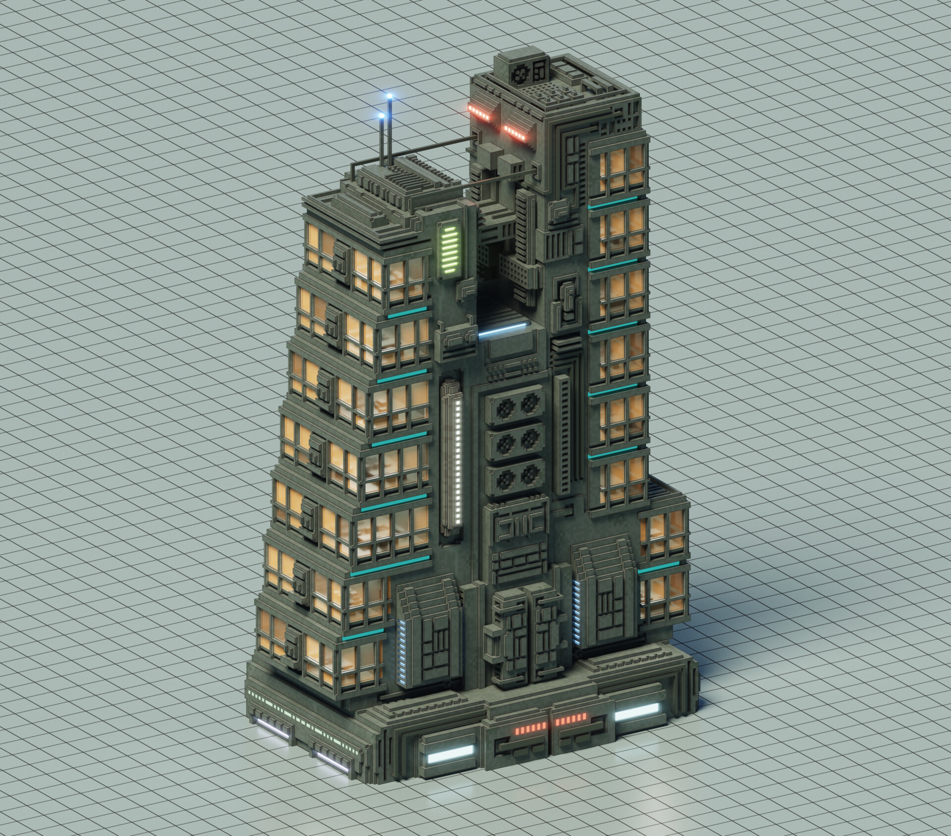 ArtStation - Futuristic/Dystopian voxel building 2