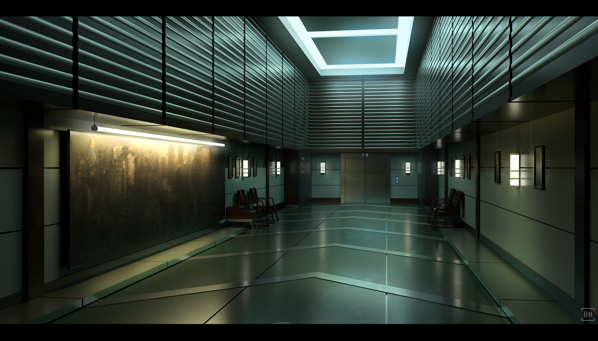 ArtStation - Wayne Enterprises - Lobby Hallway Concept