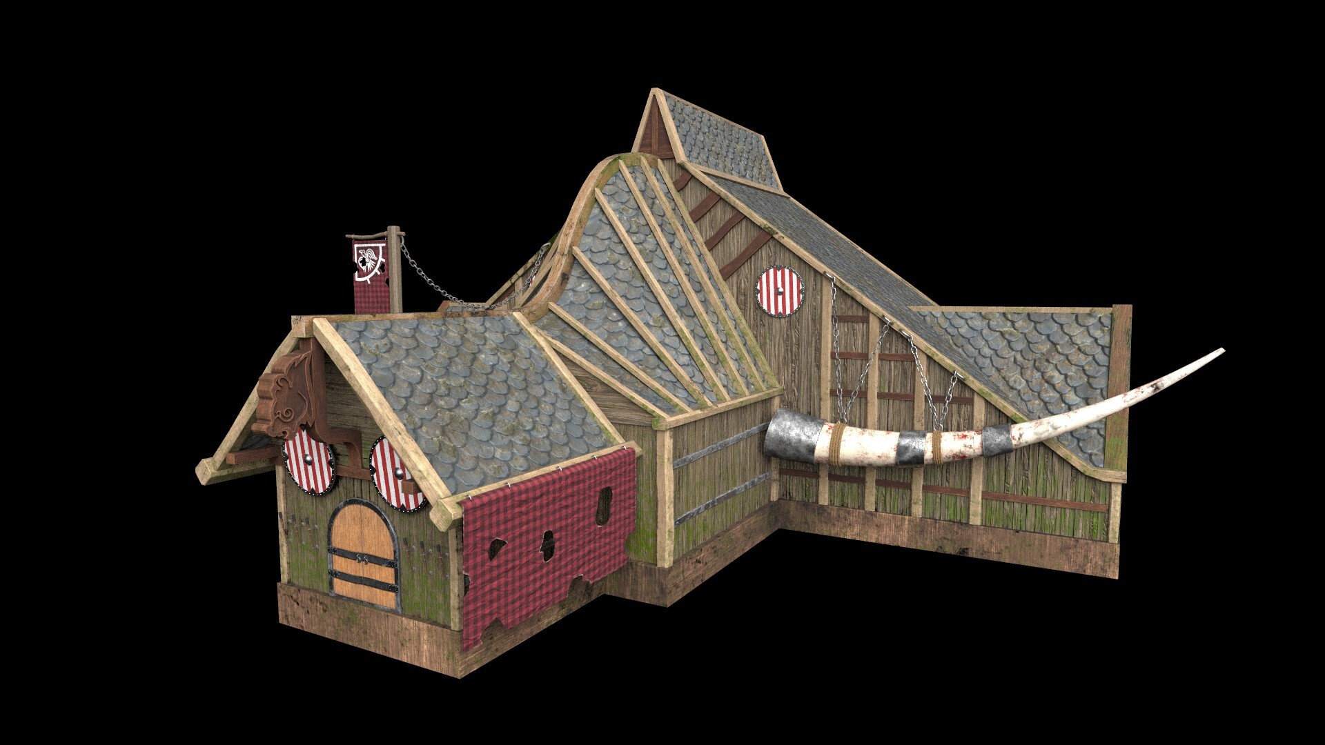 ArtStation - Viking houses and longboat