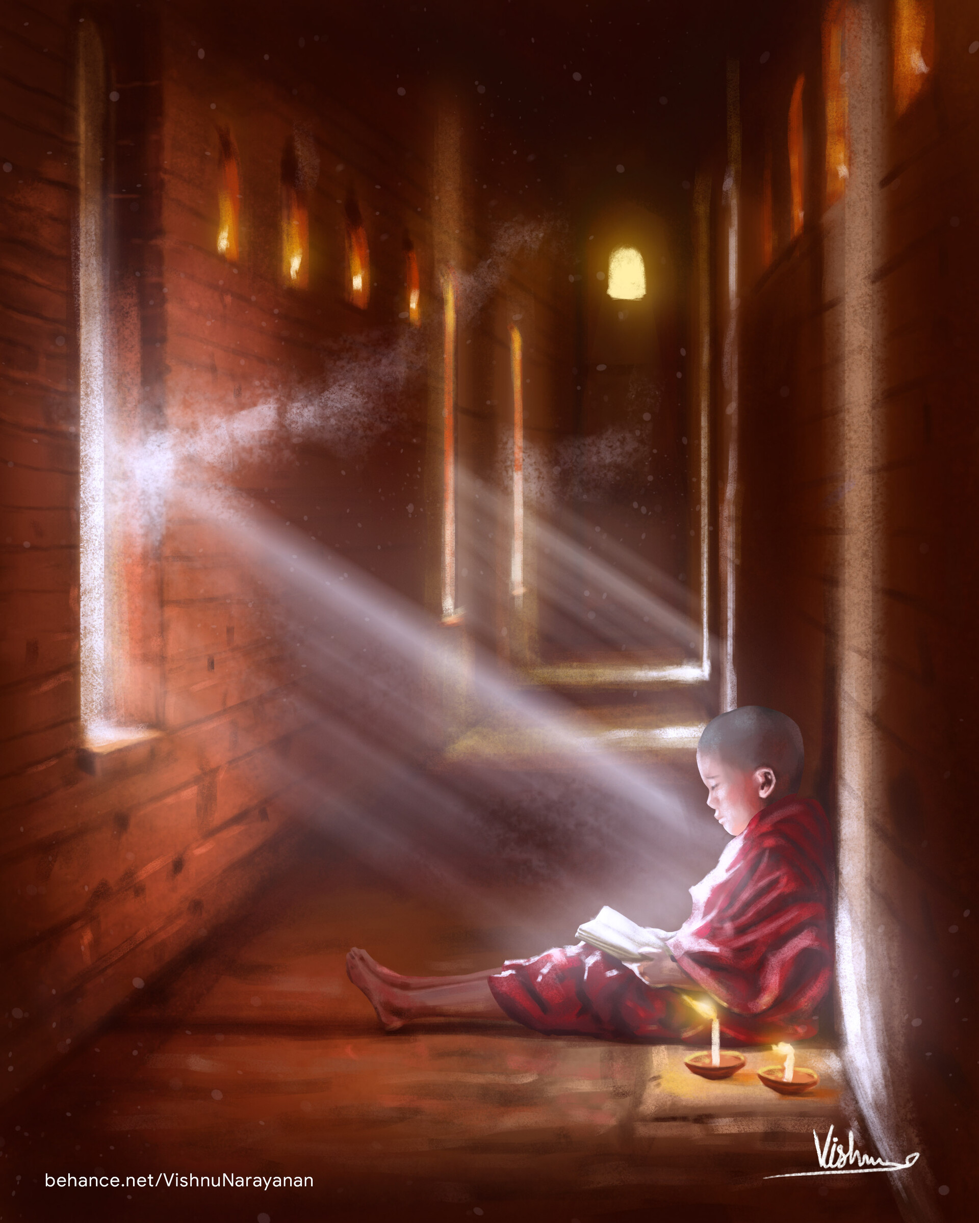 ArtStation - Reading Monk | Painting Study