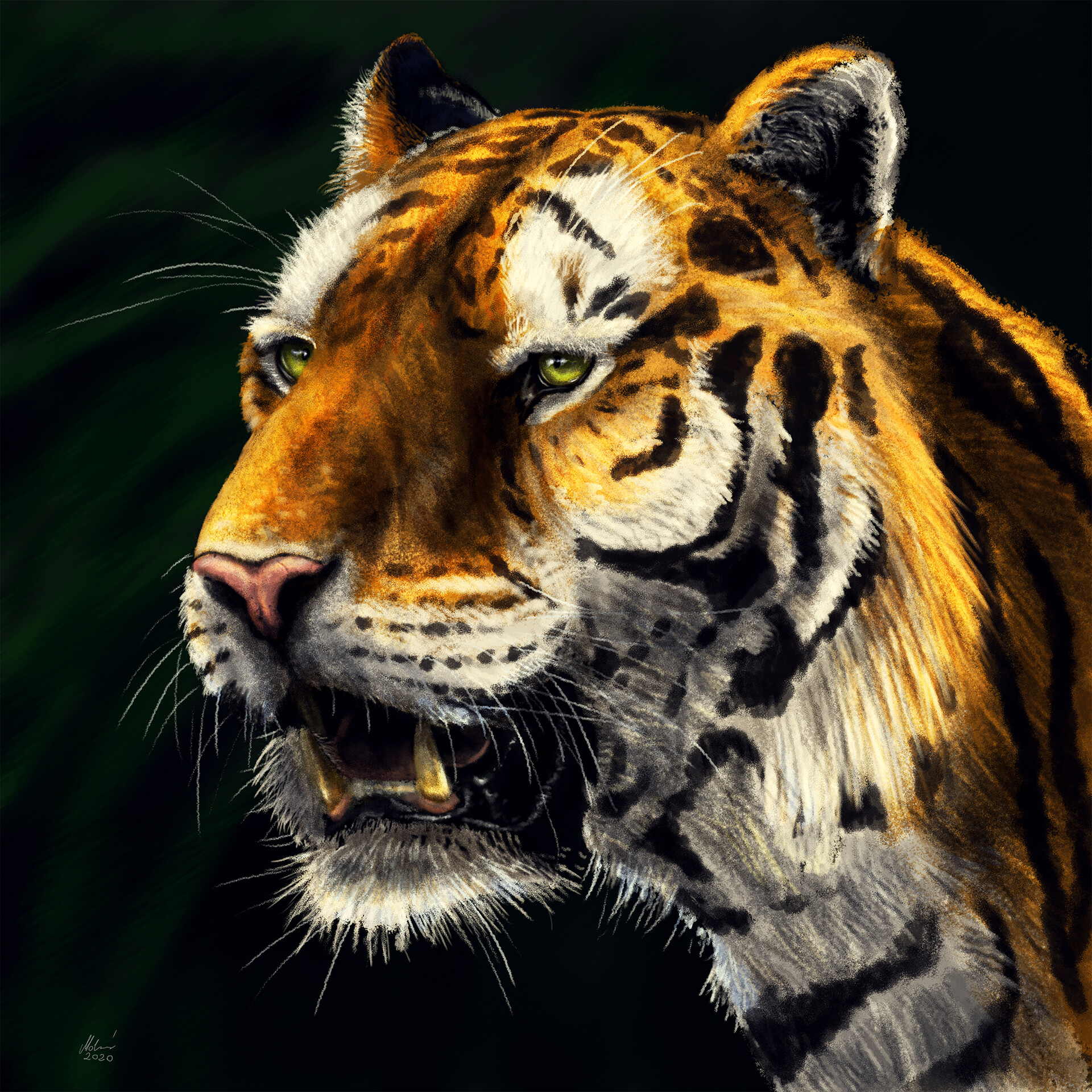 ArtStation - I painted and rendered the head of a tiger