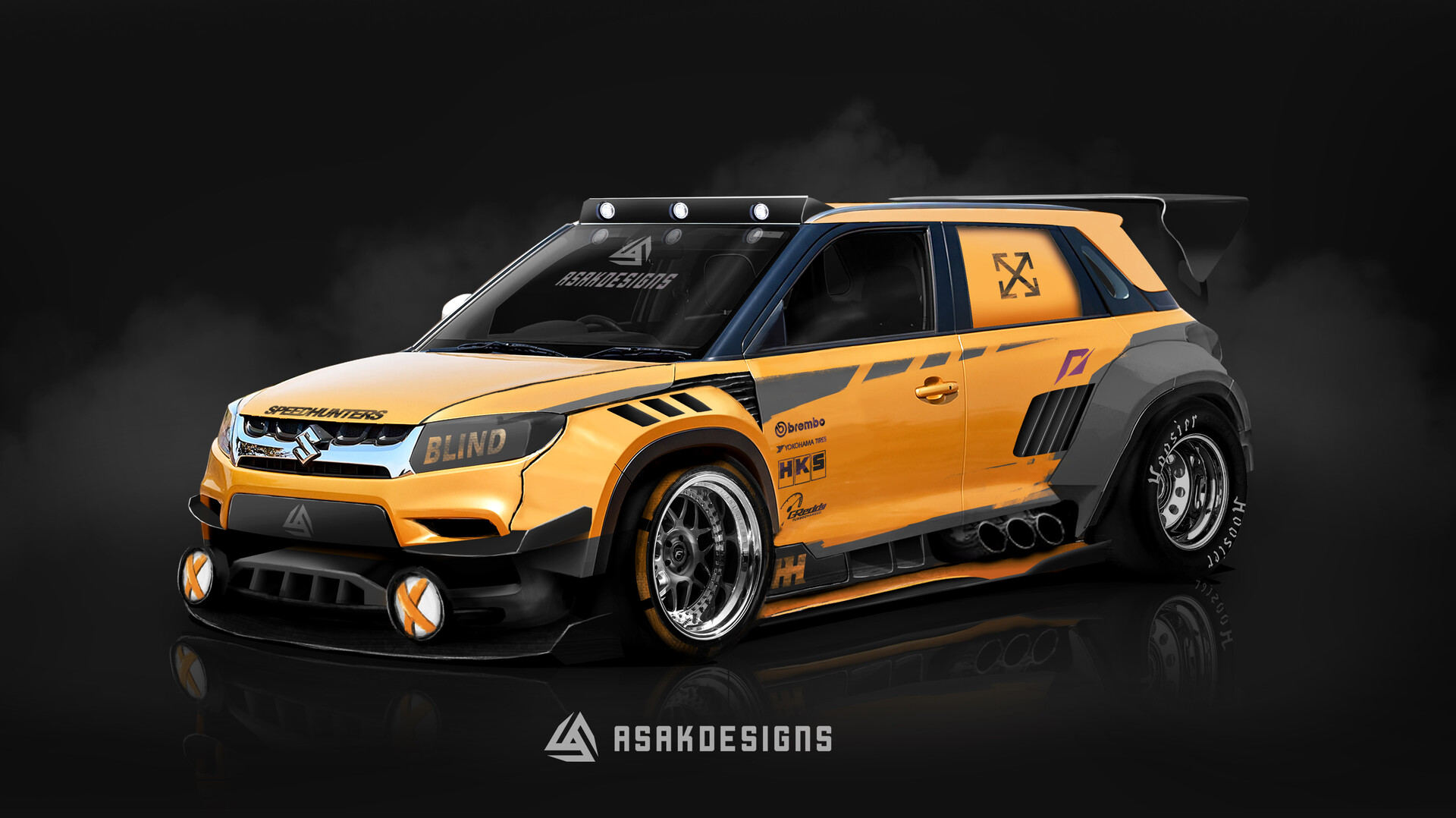 ASAK DESIGNS - vitara brezza the famous indian car stanced widebody edition