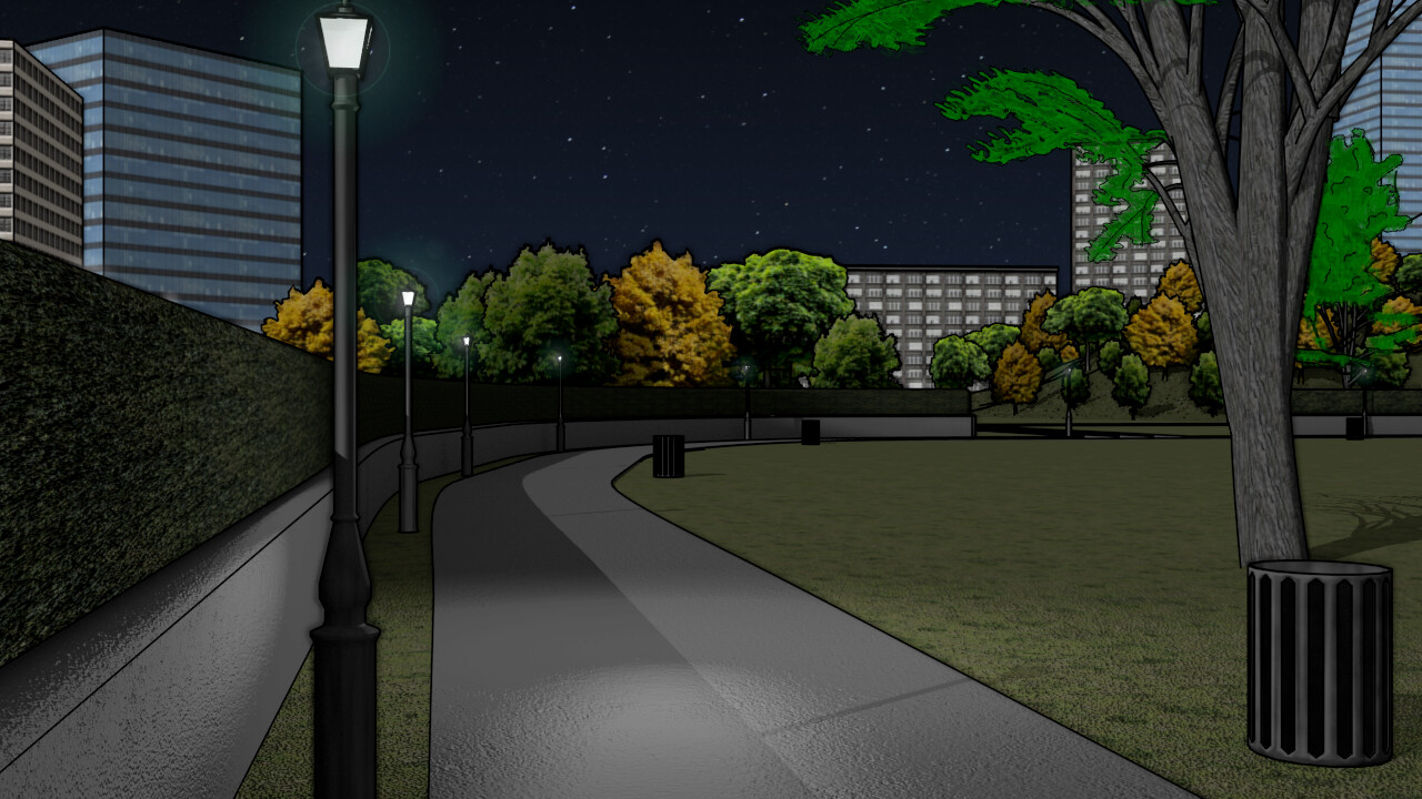 ArtStation - Park Night time scene