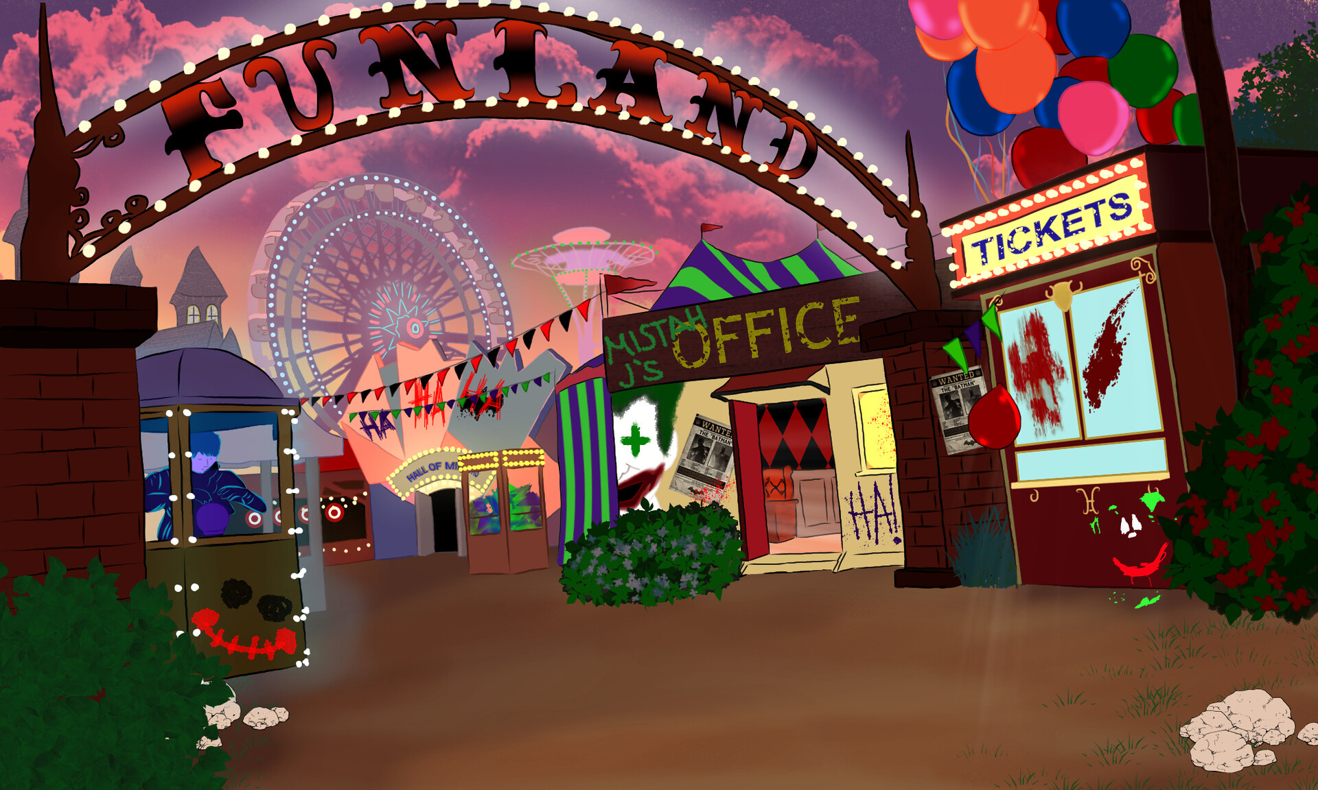 ArtStation - Joker and Harley Quinn Funland Carnival