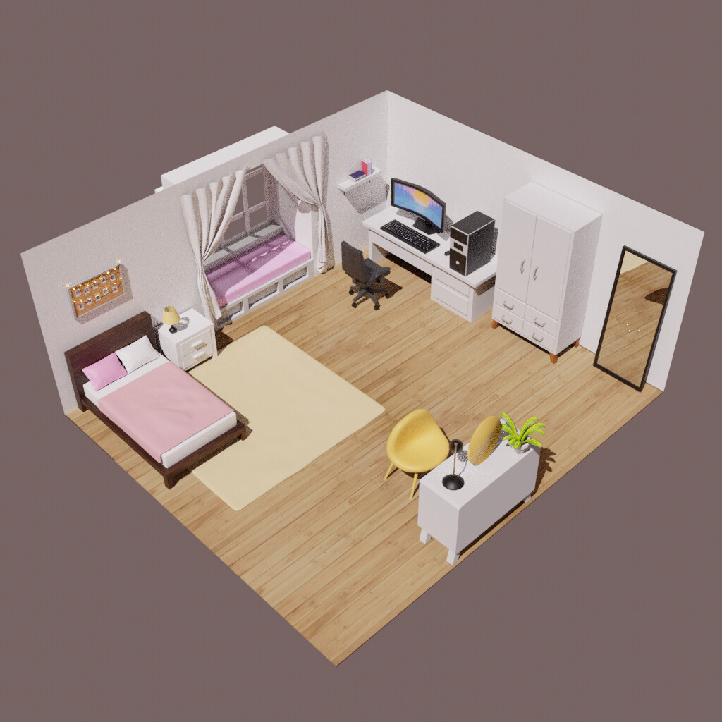 ArtStation - 3D Simple Isometric Room