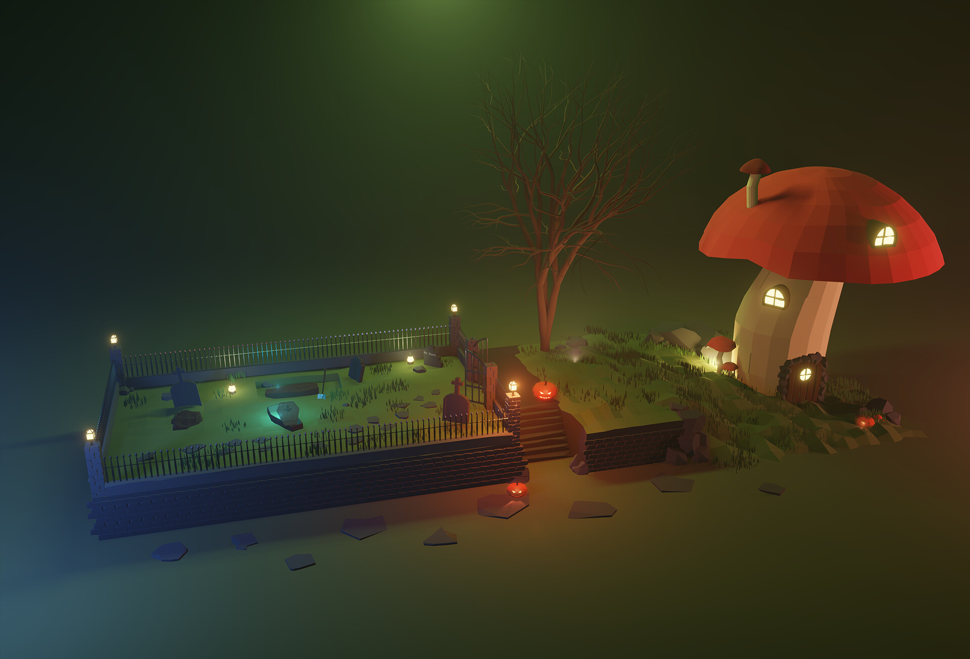 ArtStation - Spooky Halloween Low Poly Art