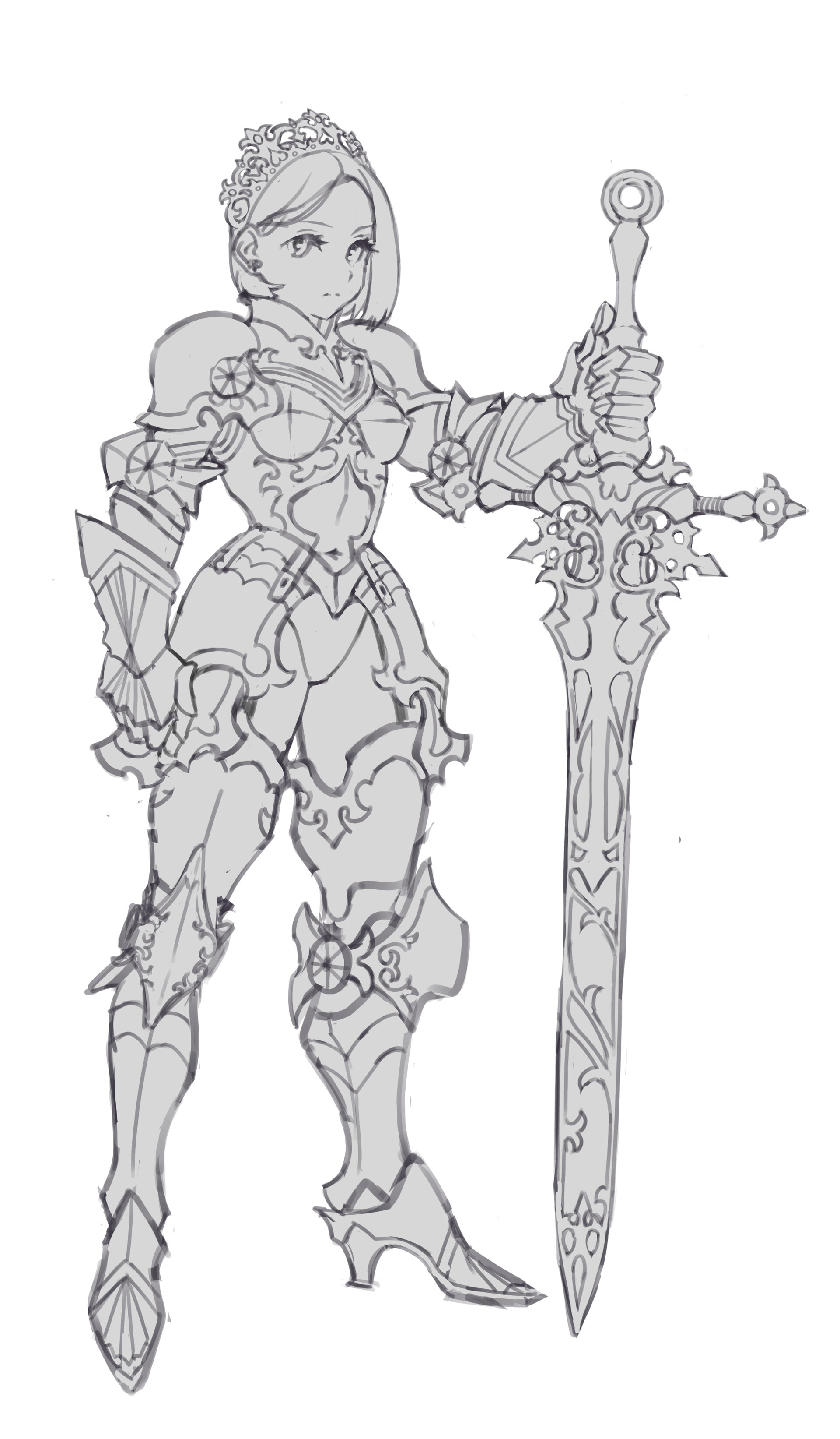 how to draw a girl knight