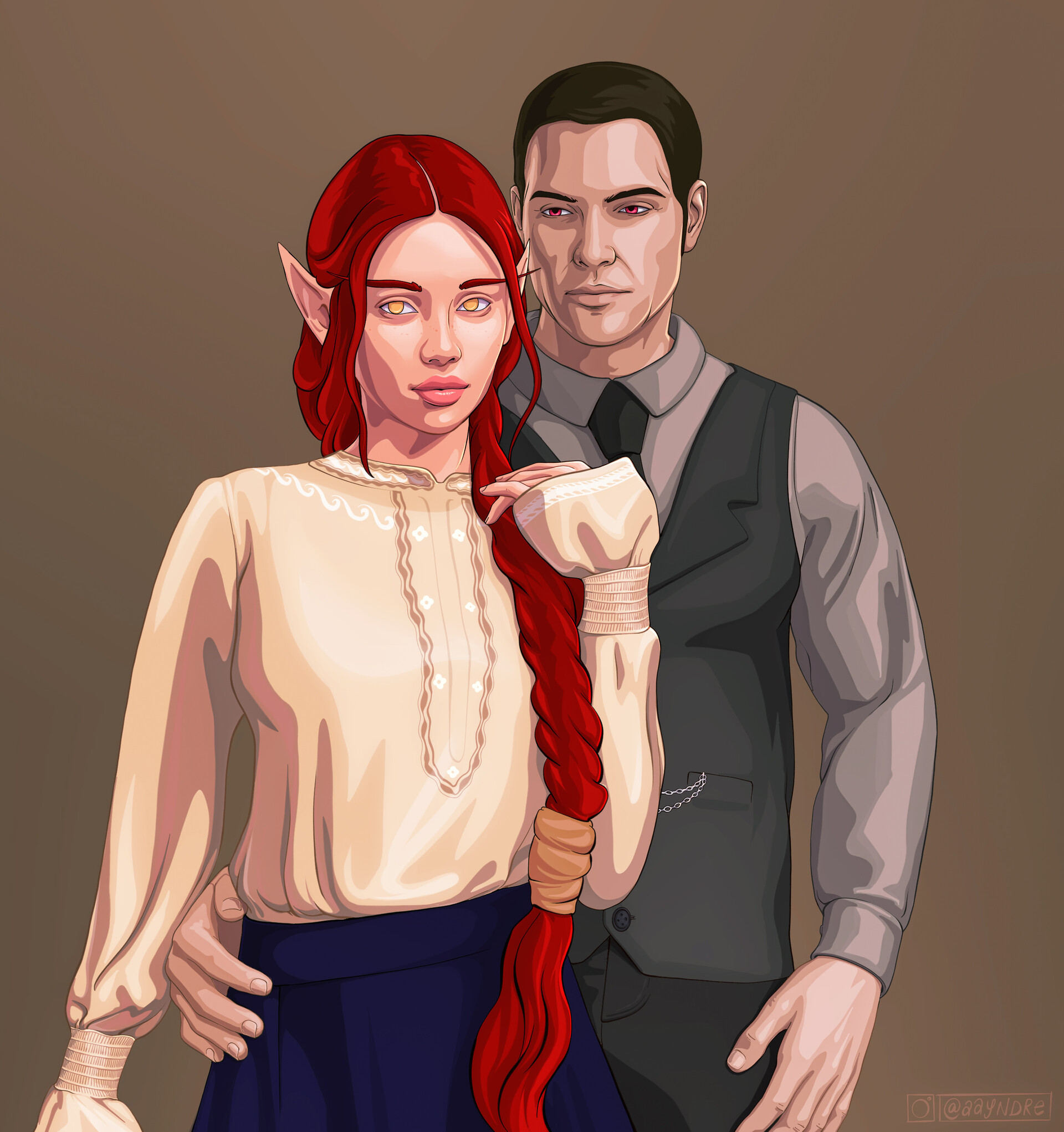 ArtStation - fantasy elf couple ~ fantasy illustration (ayndre, 2020)