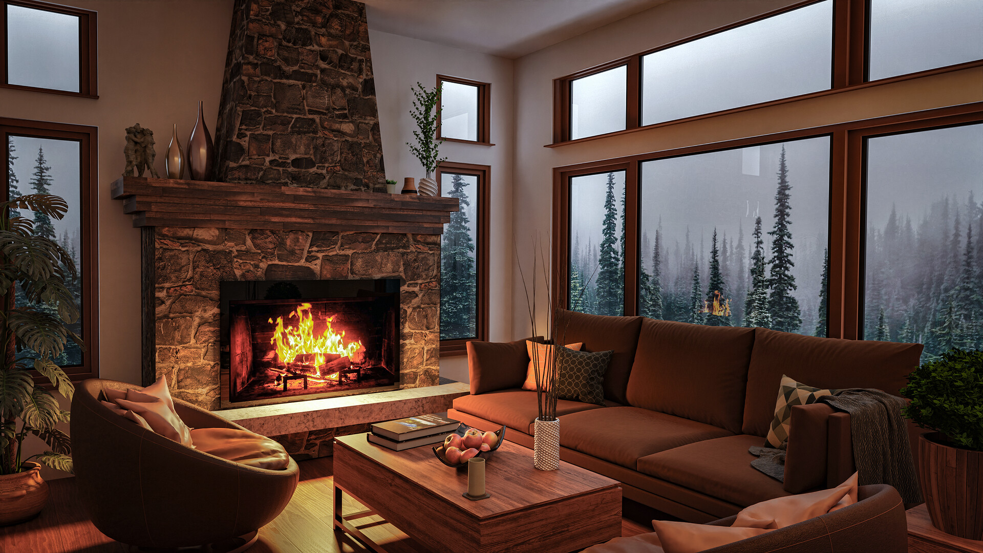 ArtStation - Ski resort getaway concept art