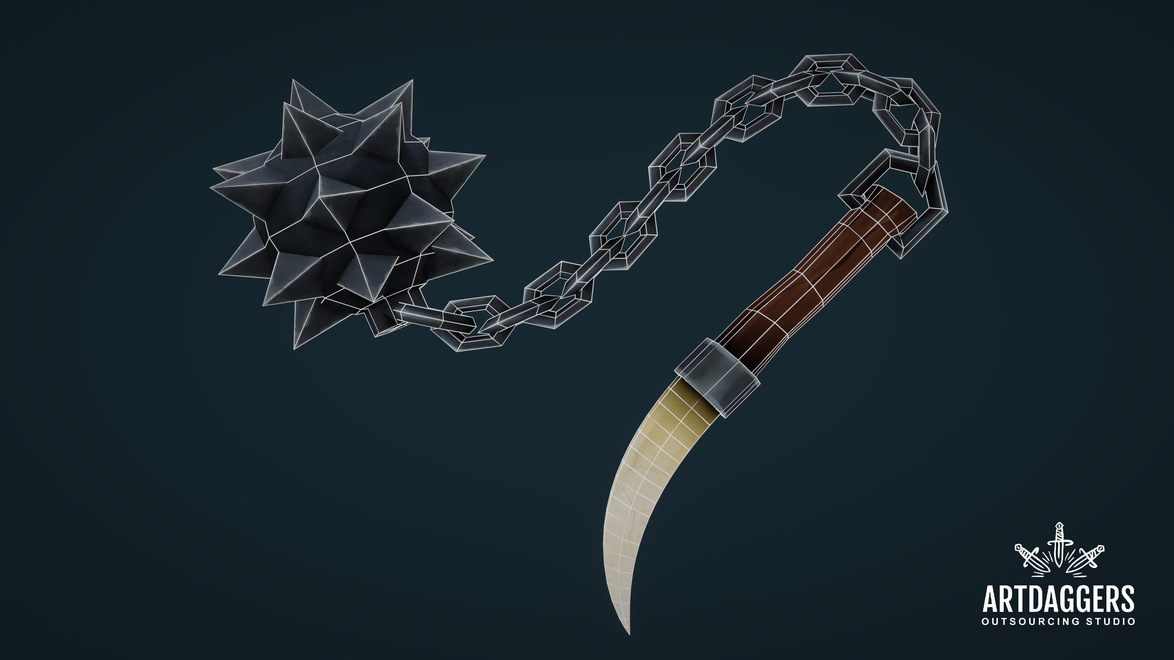 Artdaggers Outsourcing Studio - Saber-Tooth Flail - Lowpoly stylized ...