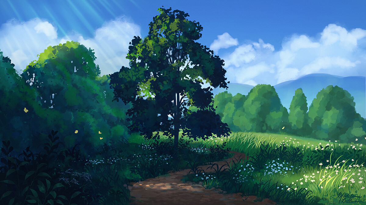 ArtStation - Sunny Path with Tree