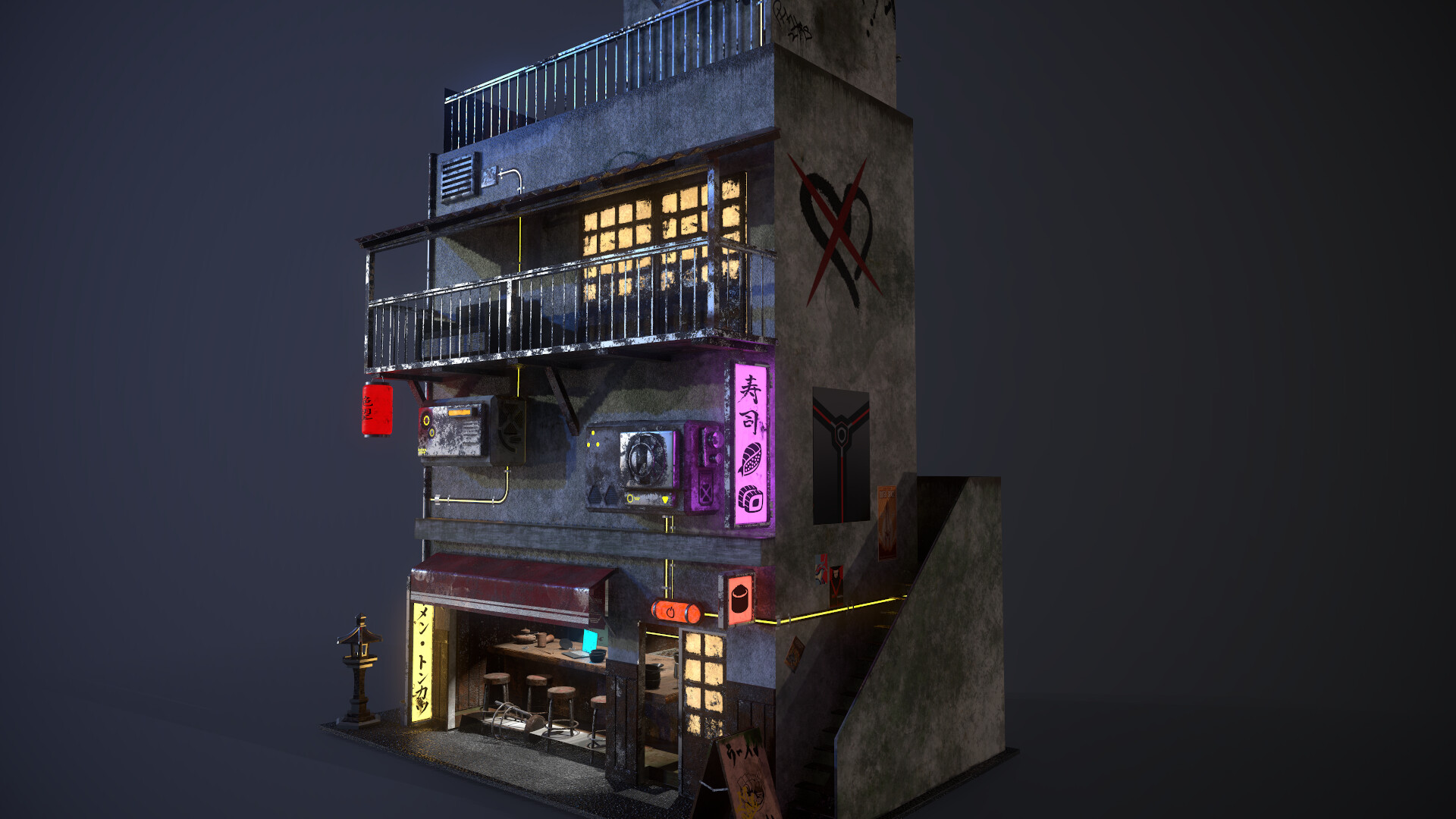 Joaquín Nicolás Gresta - Cyberpunk Old Japanese building!