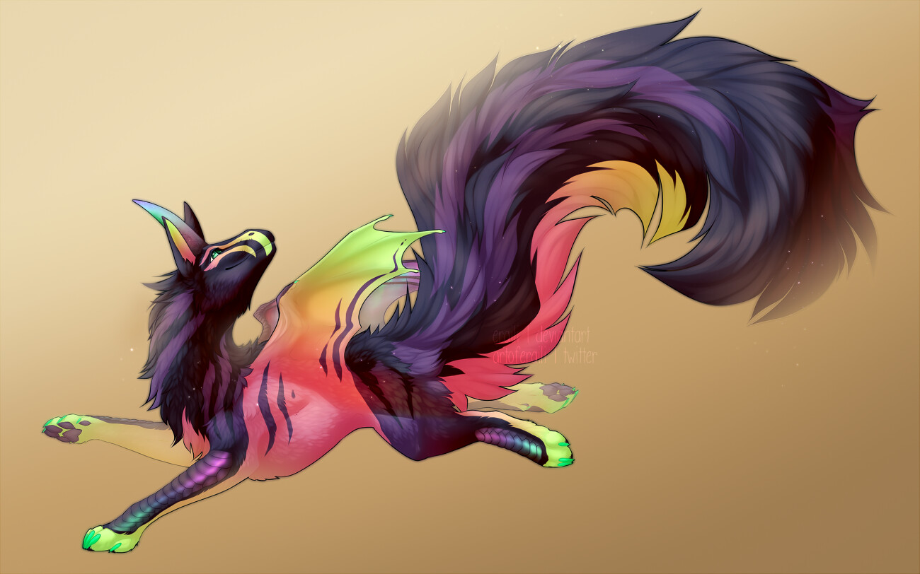 Rainbow Winged Wolf