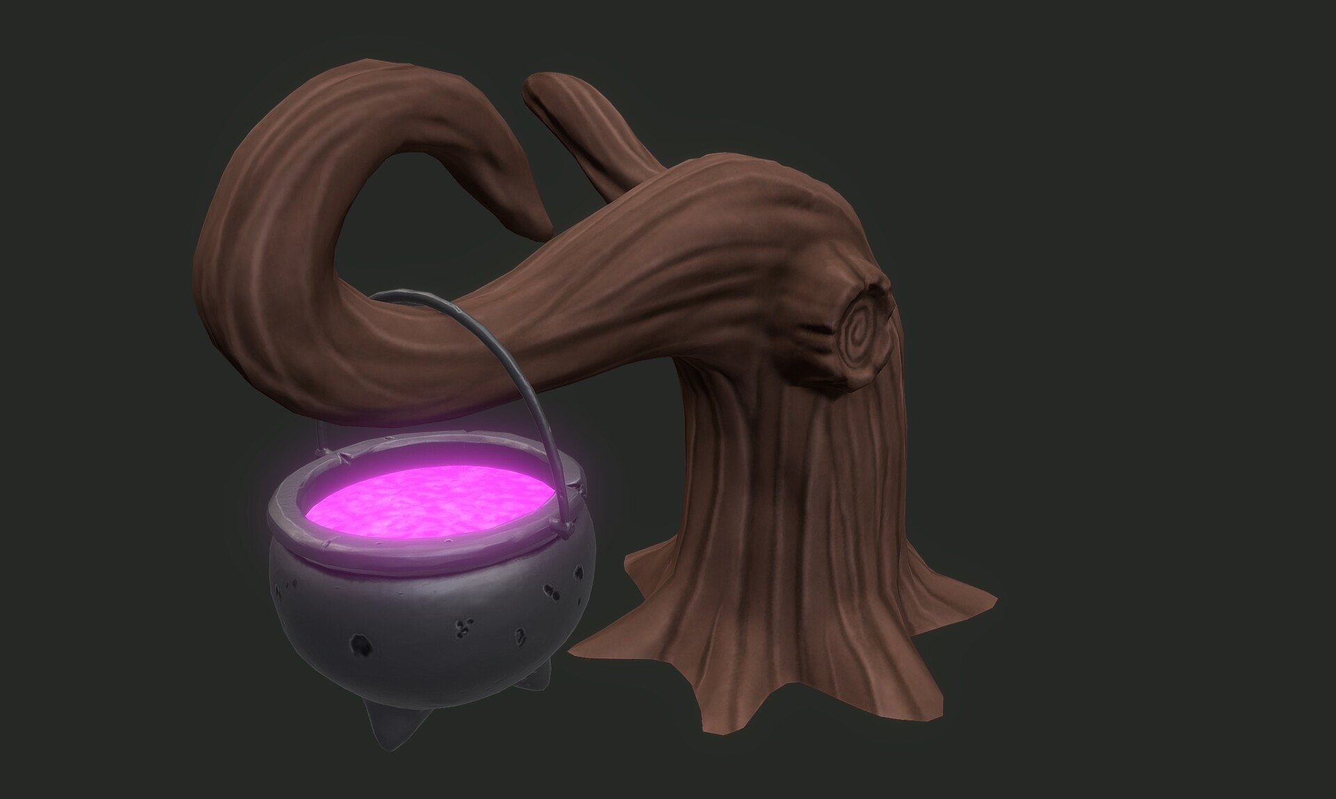 ArtStation - Fantasy tree with a brewing witch kettle