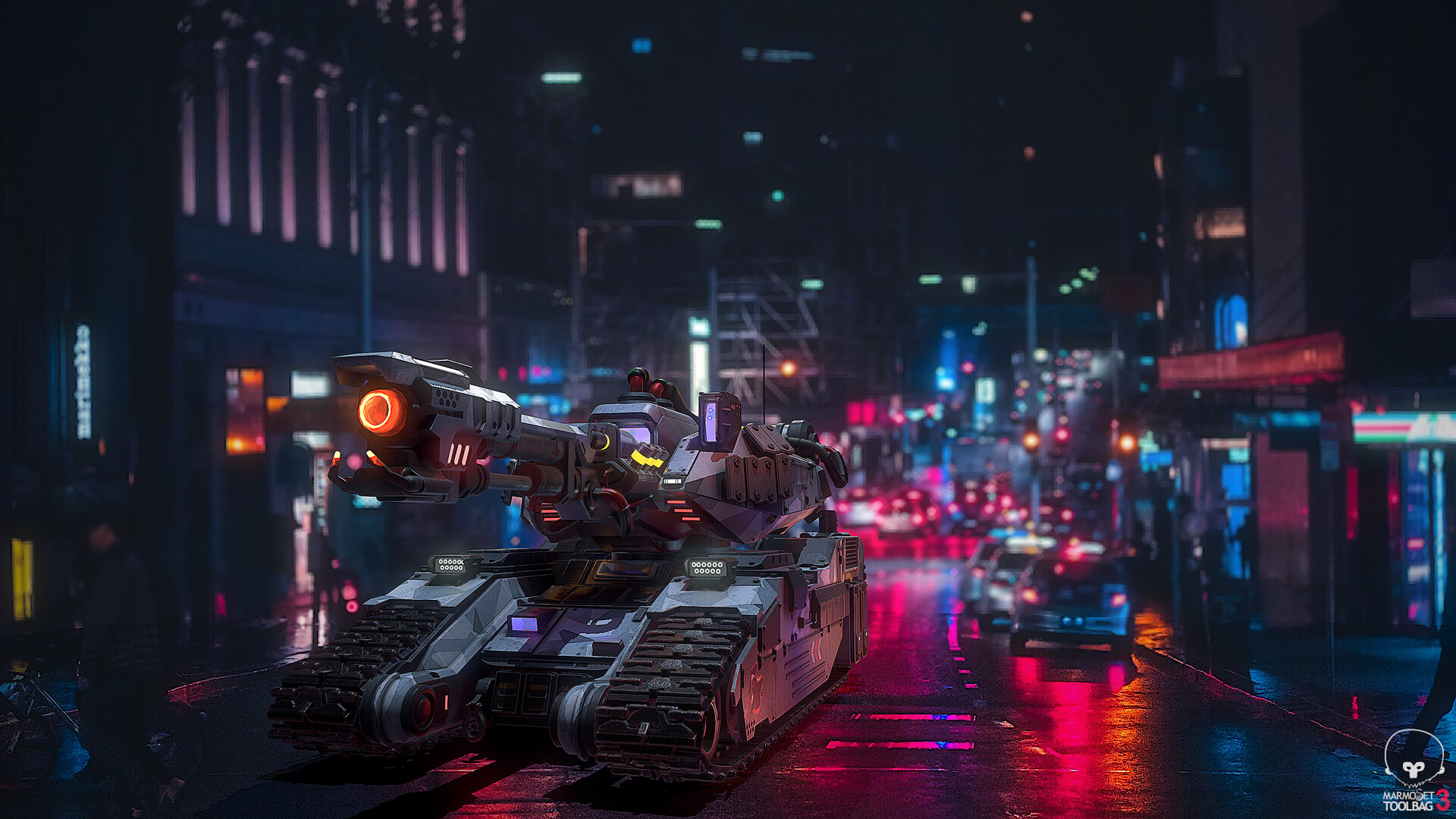 ArtStation - Flamethrower tank (Cyber trend)