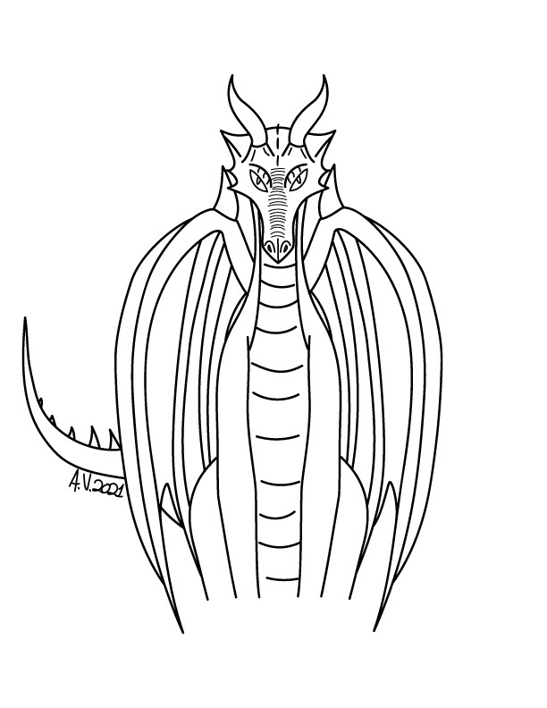 Sitting Dragon Drawing