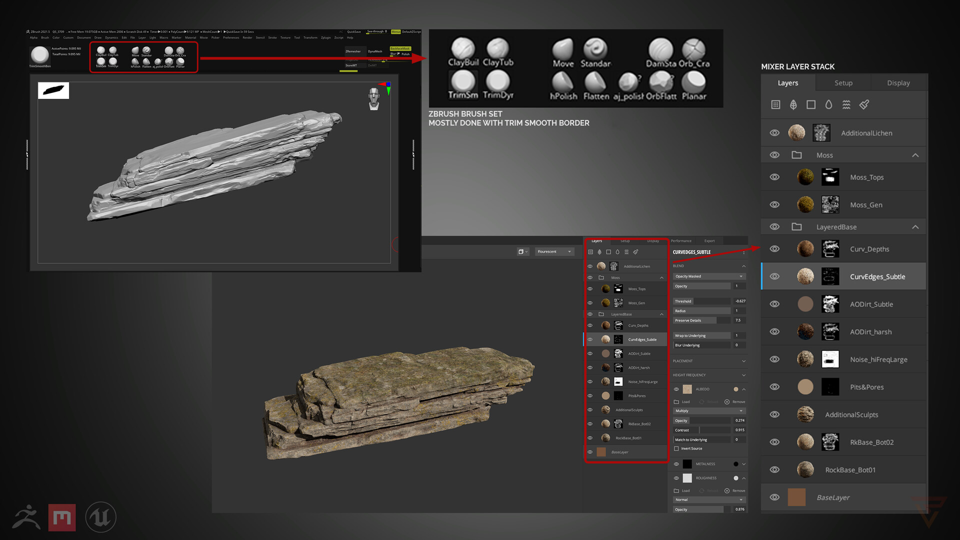 Vishal Ranga Portfolio - Creating Rock Structures with a single asset