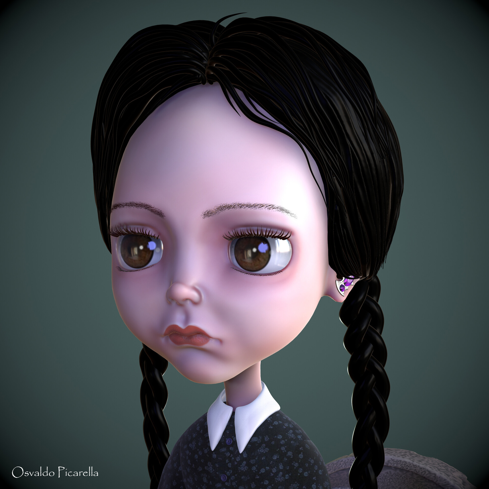 Osvaldo Picarella - Wednesday Addams Stylized Fan Artwork