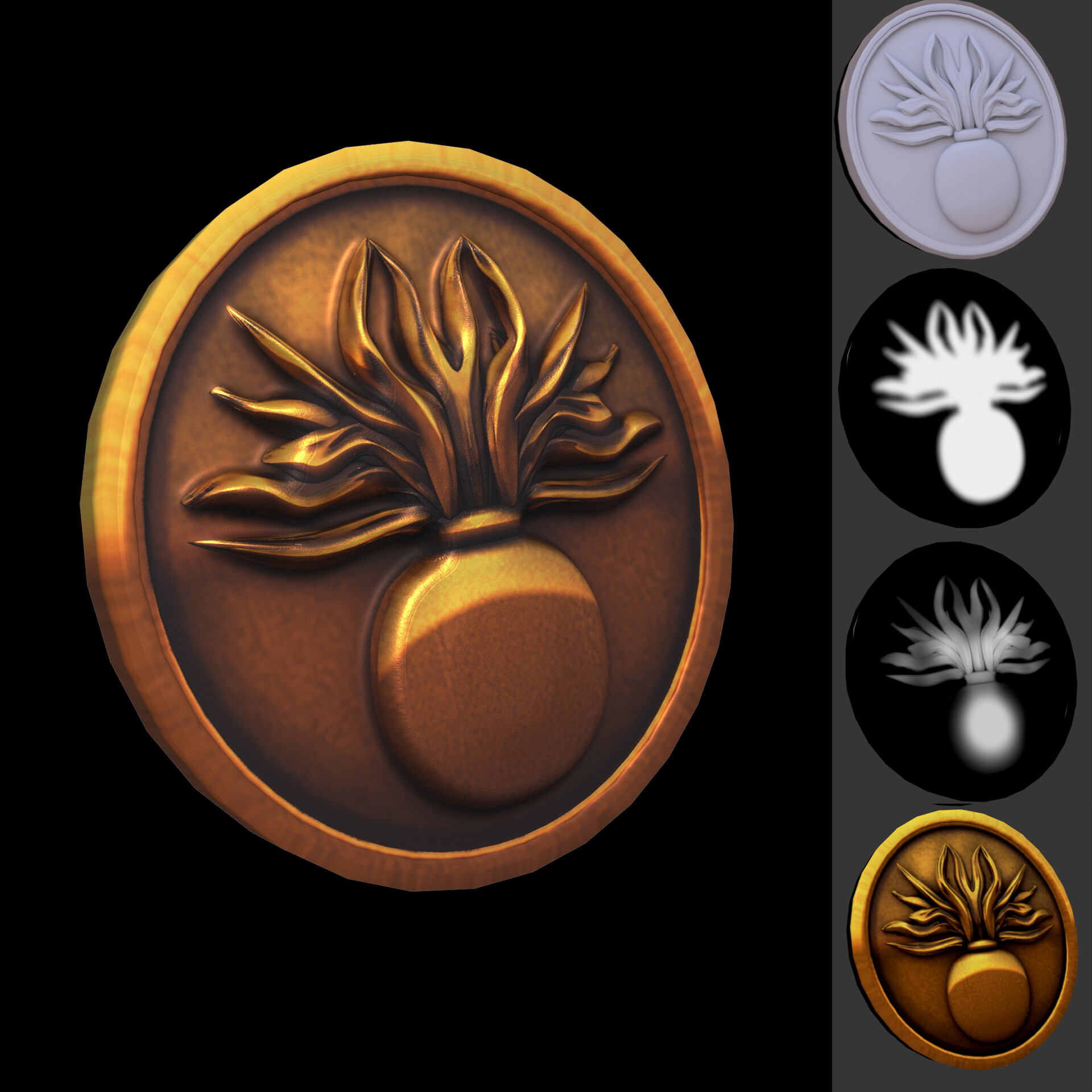 ArtStation - French WW1 Infantry 'Flaming Bomb' Badge