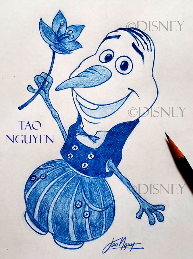 ArtStation - Tao Nguyen's Olaf and Flower Drawing