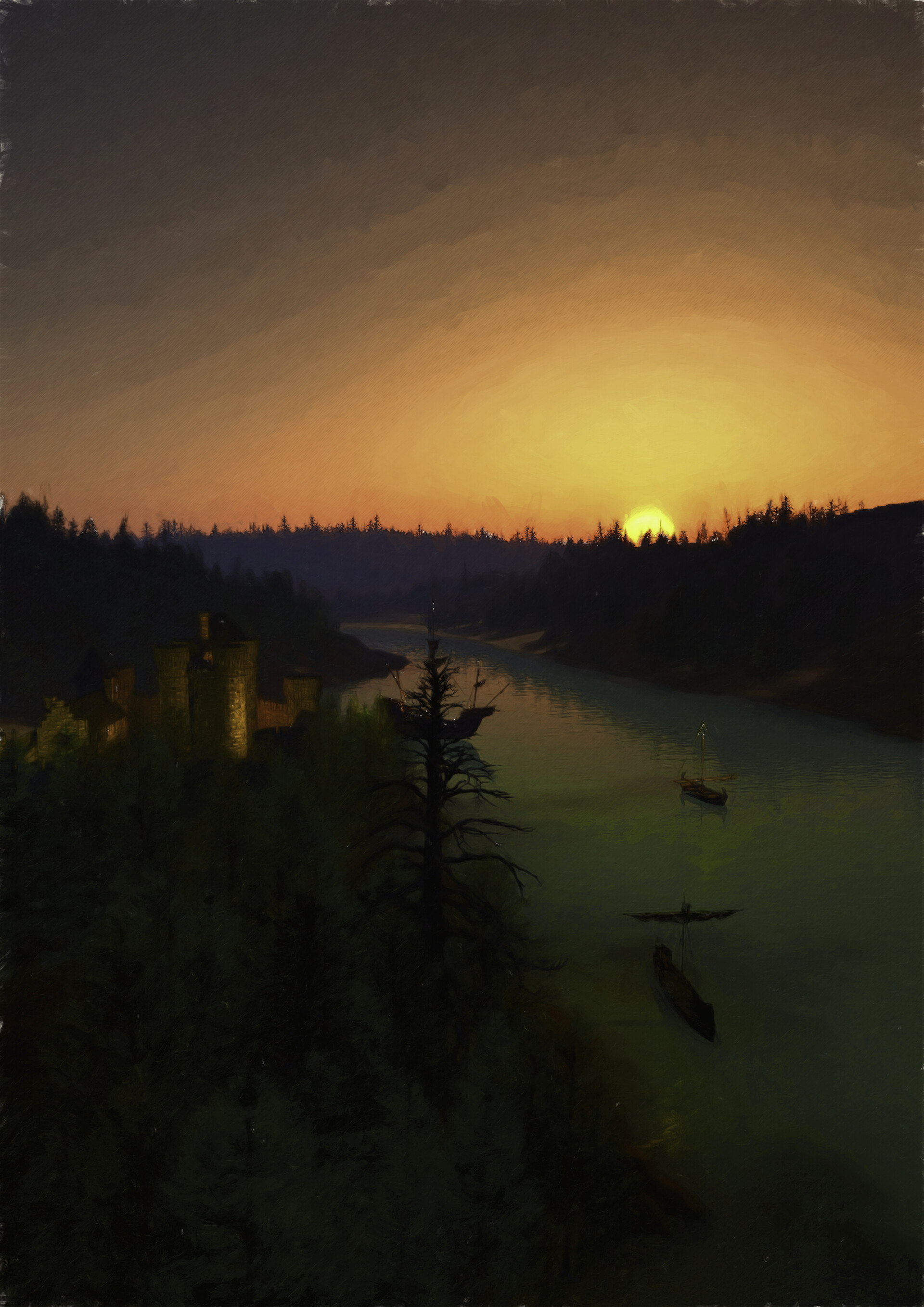 ArtStation - Dawn on the River